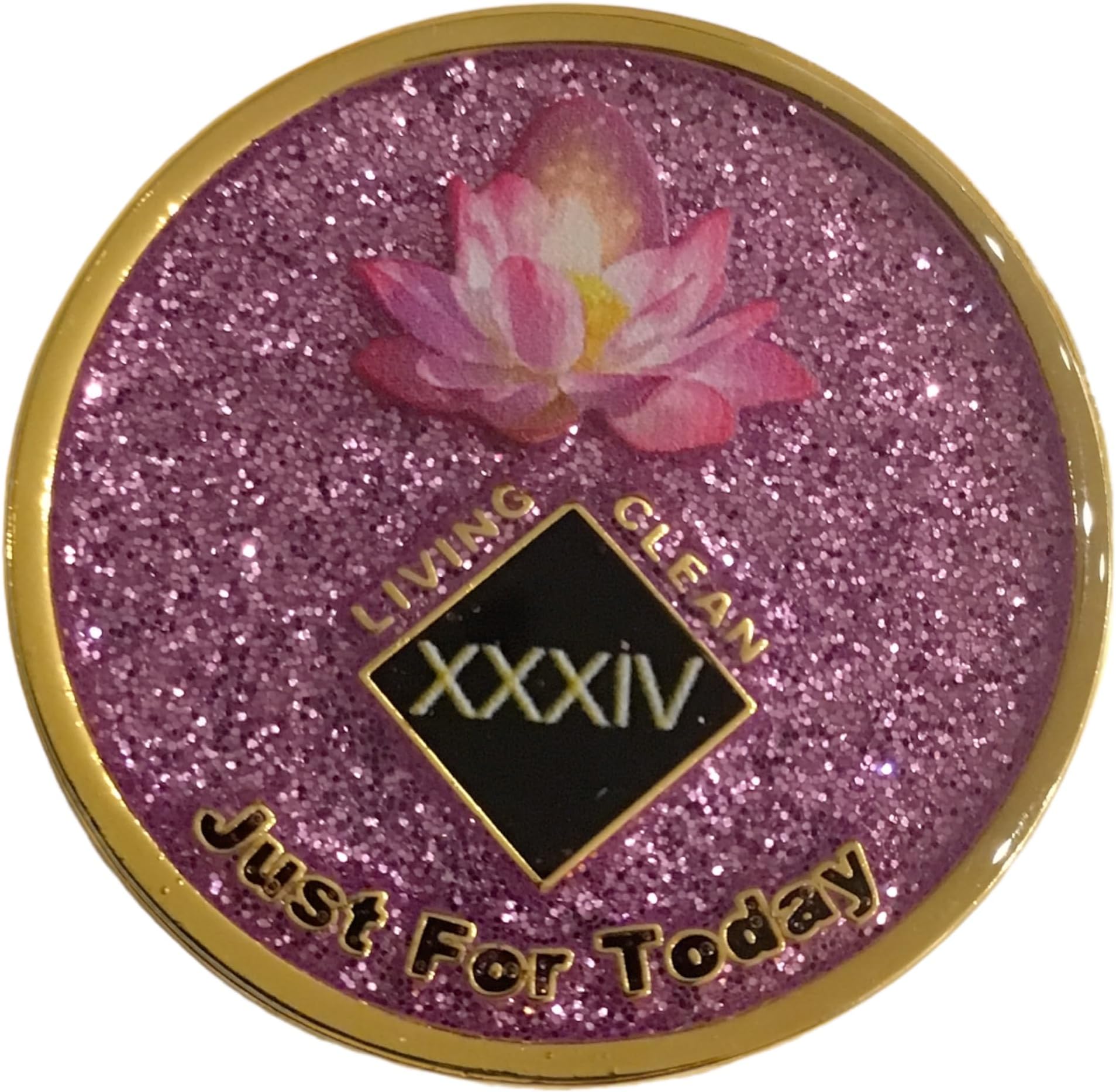 Amazon.com : 3 Year NA Flowering Lotus Purple Glitter Medallion, Chip ...