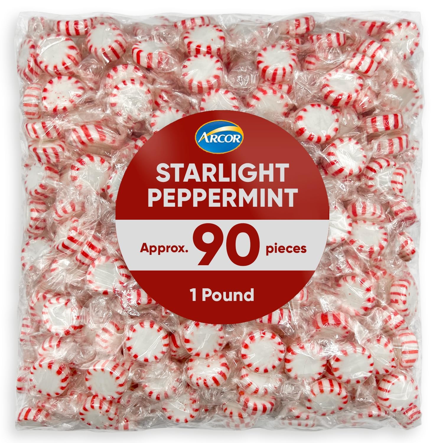 Amazon.com : Arcor Starlight Peppermint Candy Bulk - 1 Pound Approx 90 ...
