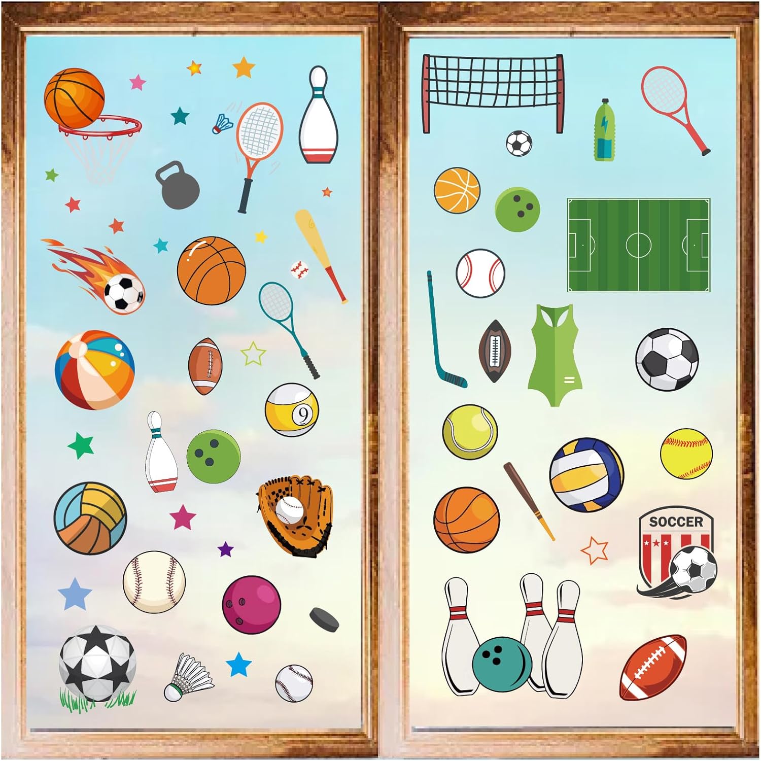 Amazon.com: CRASPIRE 8 Styles Sports Wall Stickers PVC Ball Games ...