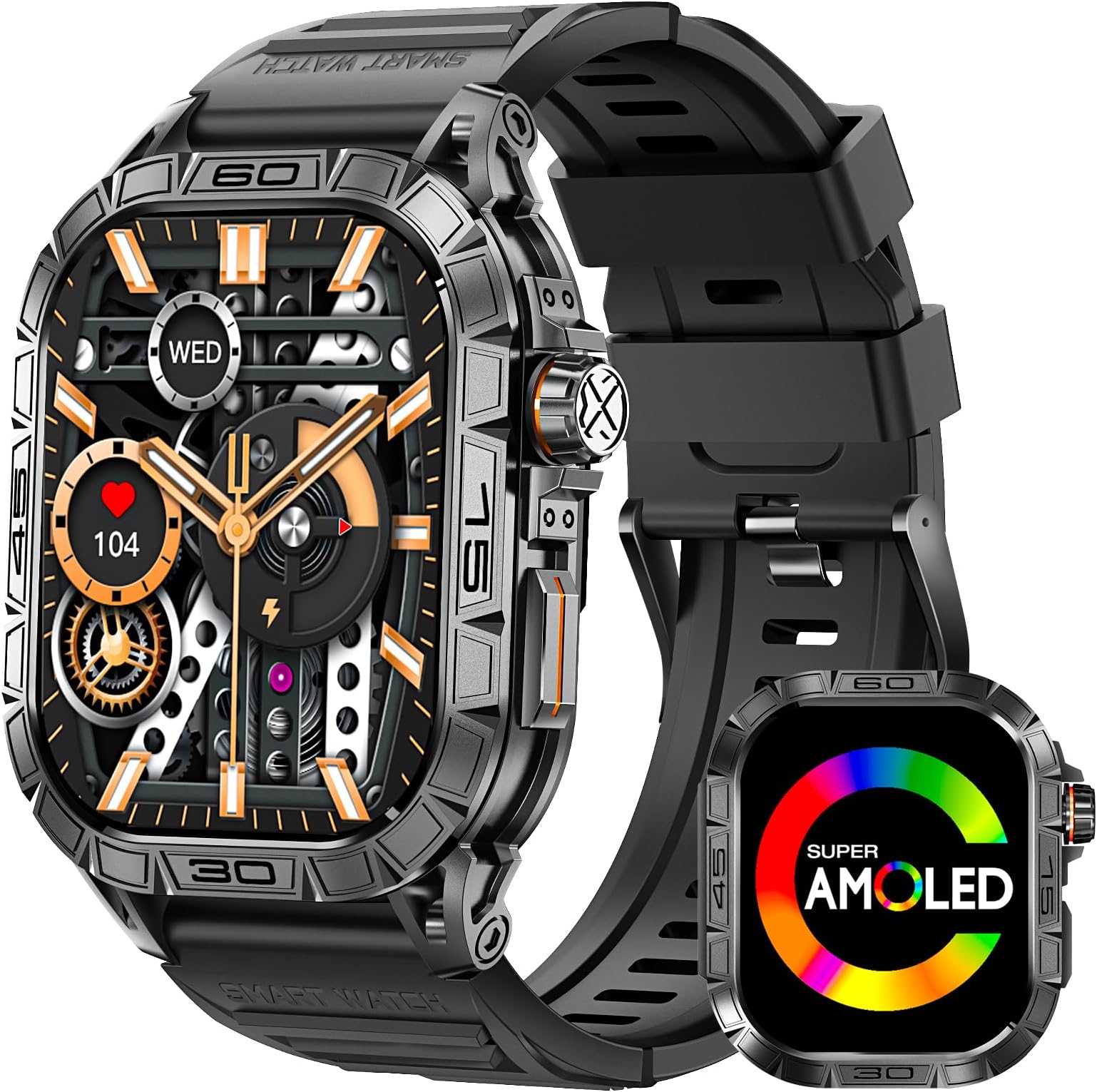 ESFOE Smartwatch Herren mit 530mAh Akku, 1.43'' Militär Smartwatch mit ...