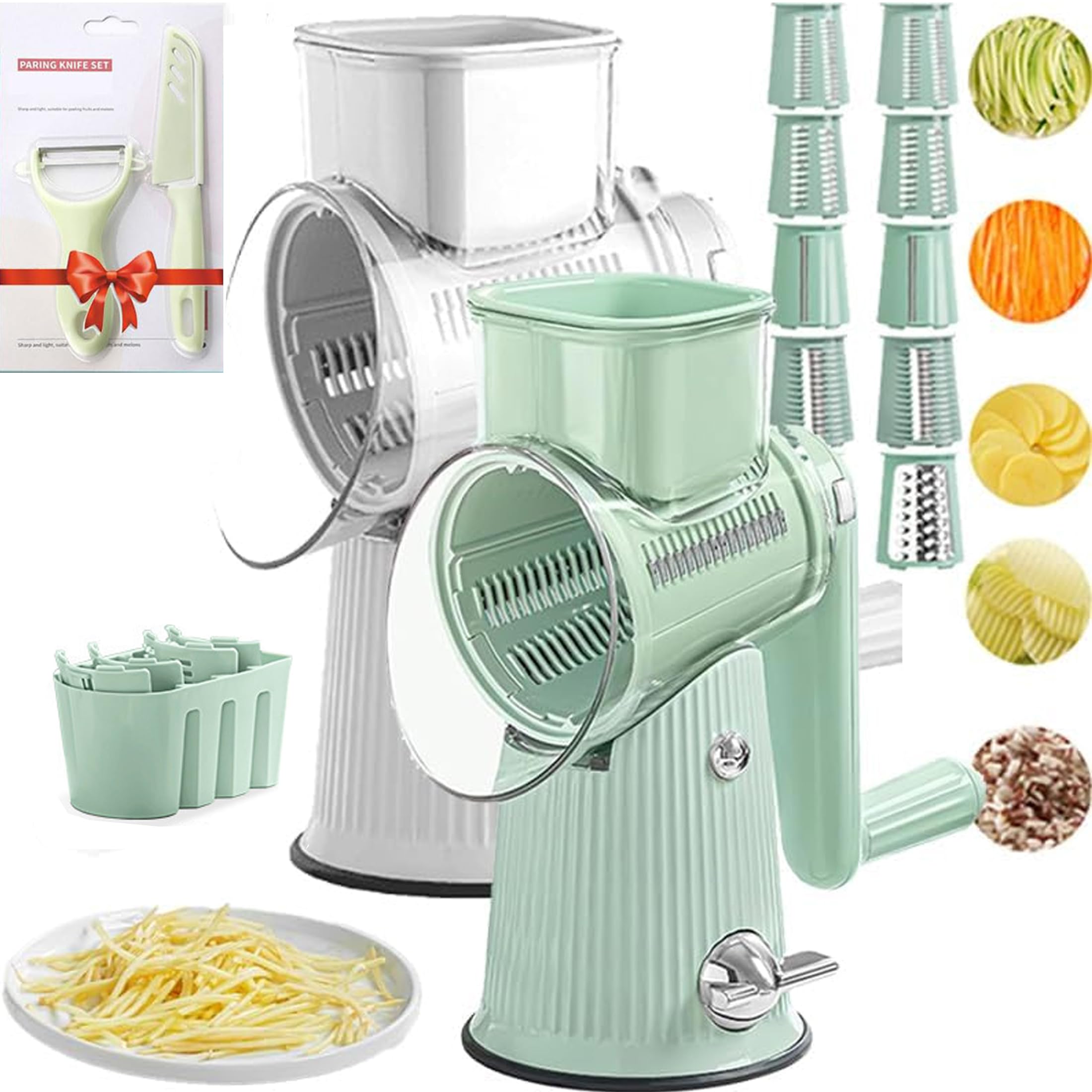Amazon.com: BSFRNF 5 In 1 Rotary Cheese Grater Vegetable Slicer for ...