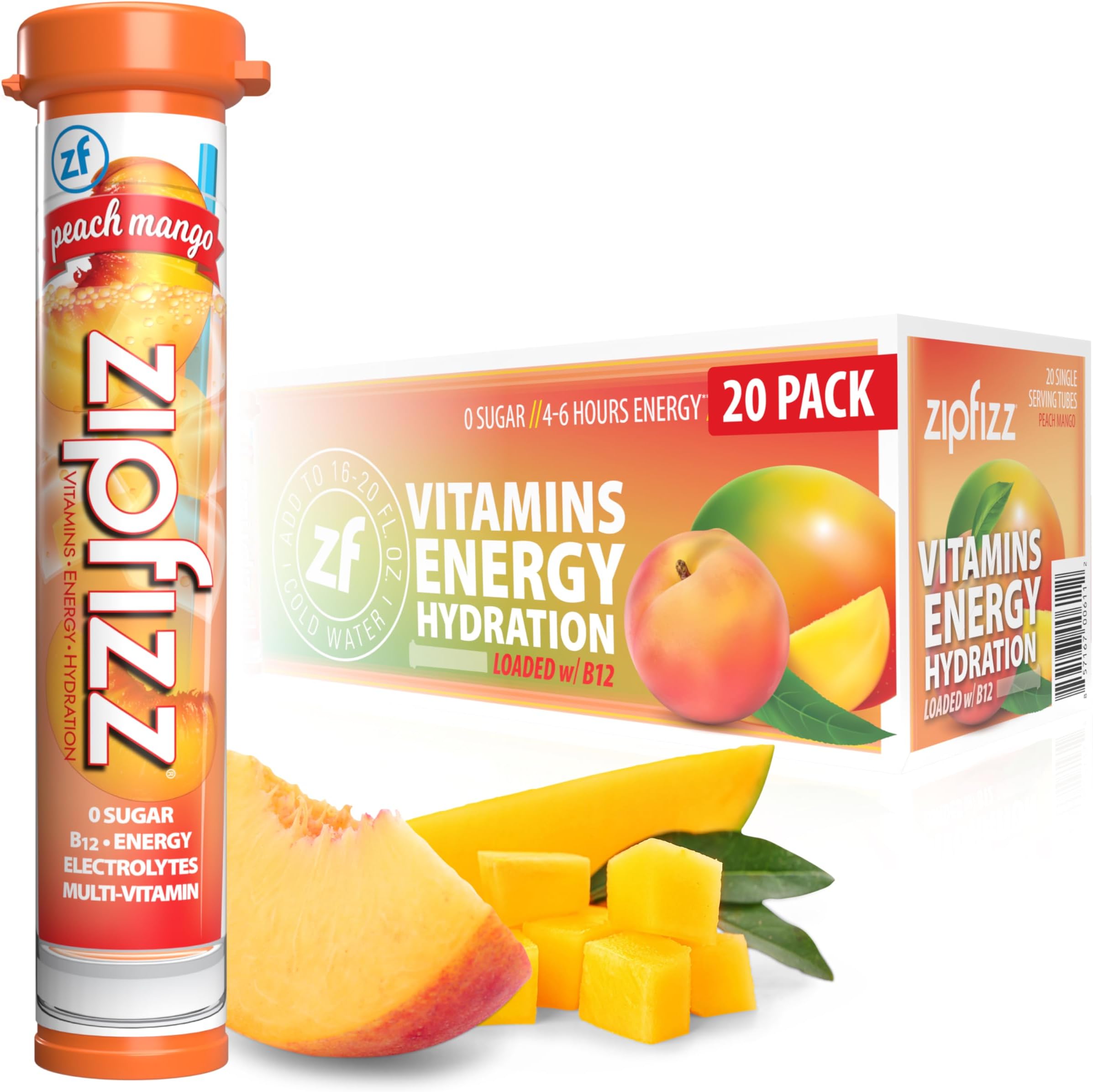 Amazon.com : Zipfizz Daily Energy Drink Powder, Peach Mango, 20 Pack ...