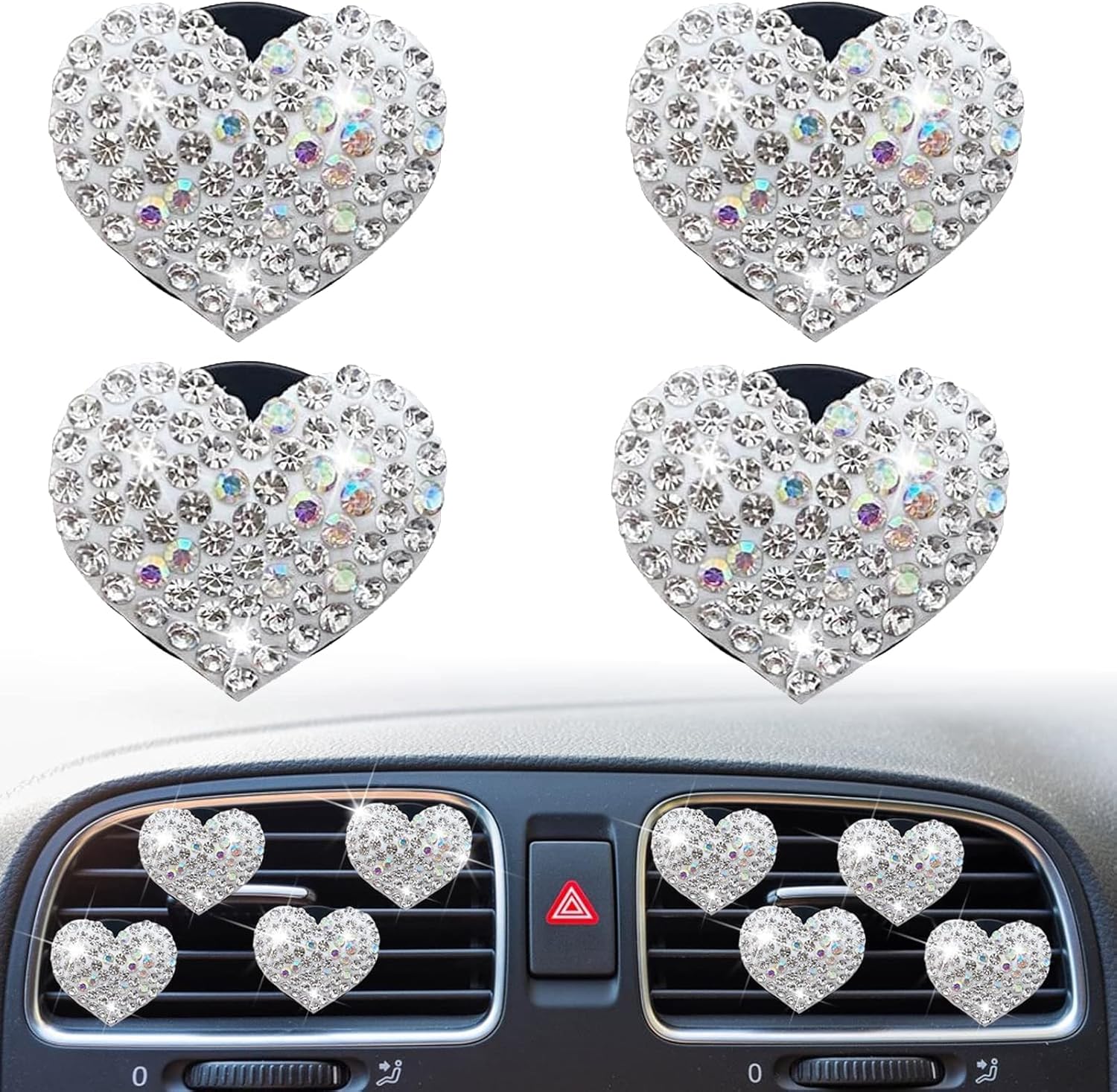 Amazon.com: Sinytuto 4 PCS Heart-shaped Bling Car Air Vent Clips, 1 ...