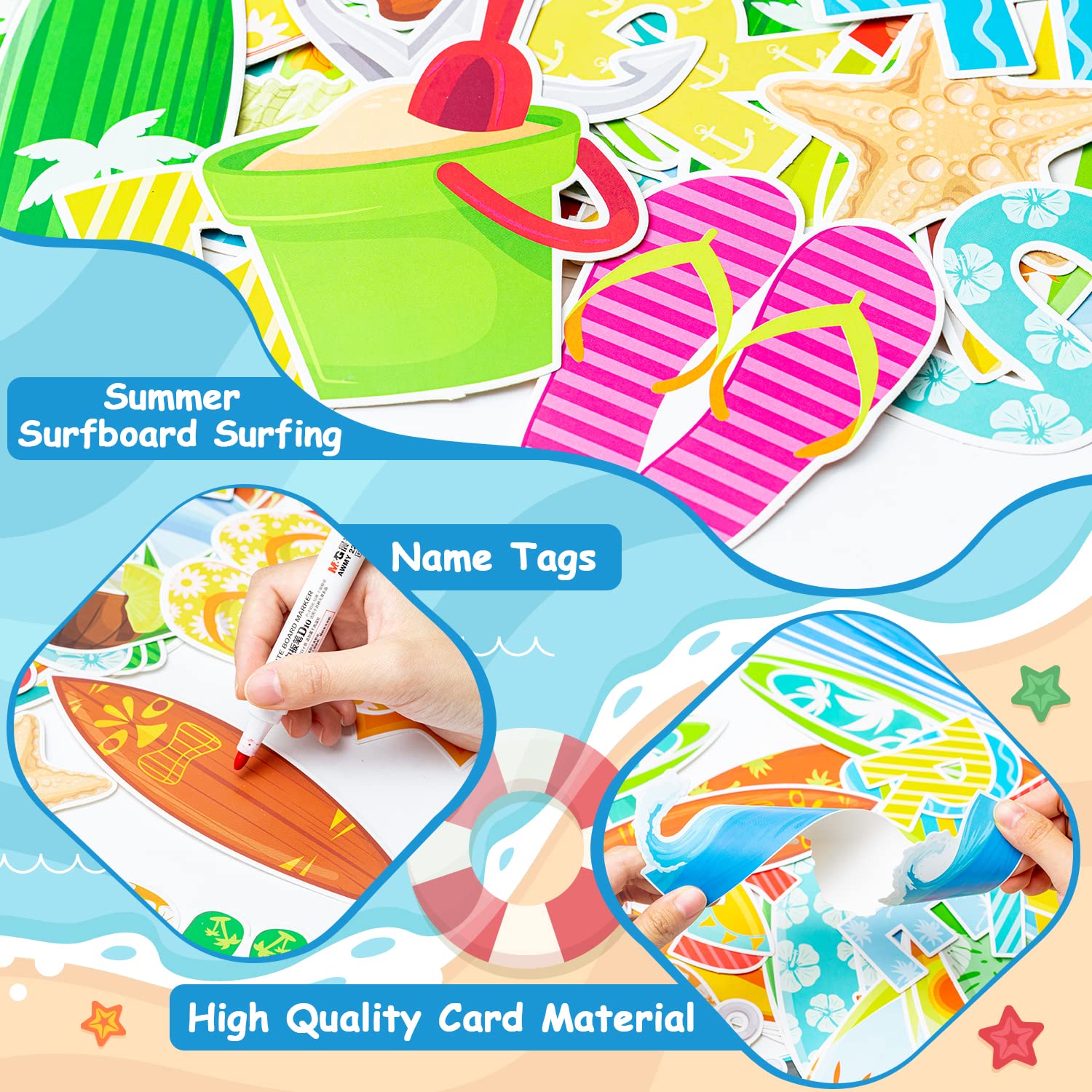 Snapklik.com : 110Pcs Summer Surfboard Surfing Bulletin Board Cutouts ...