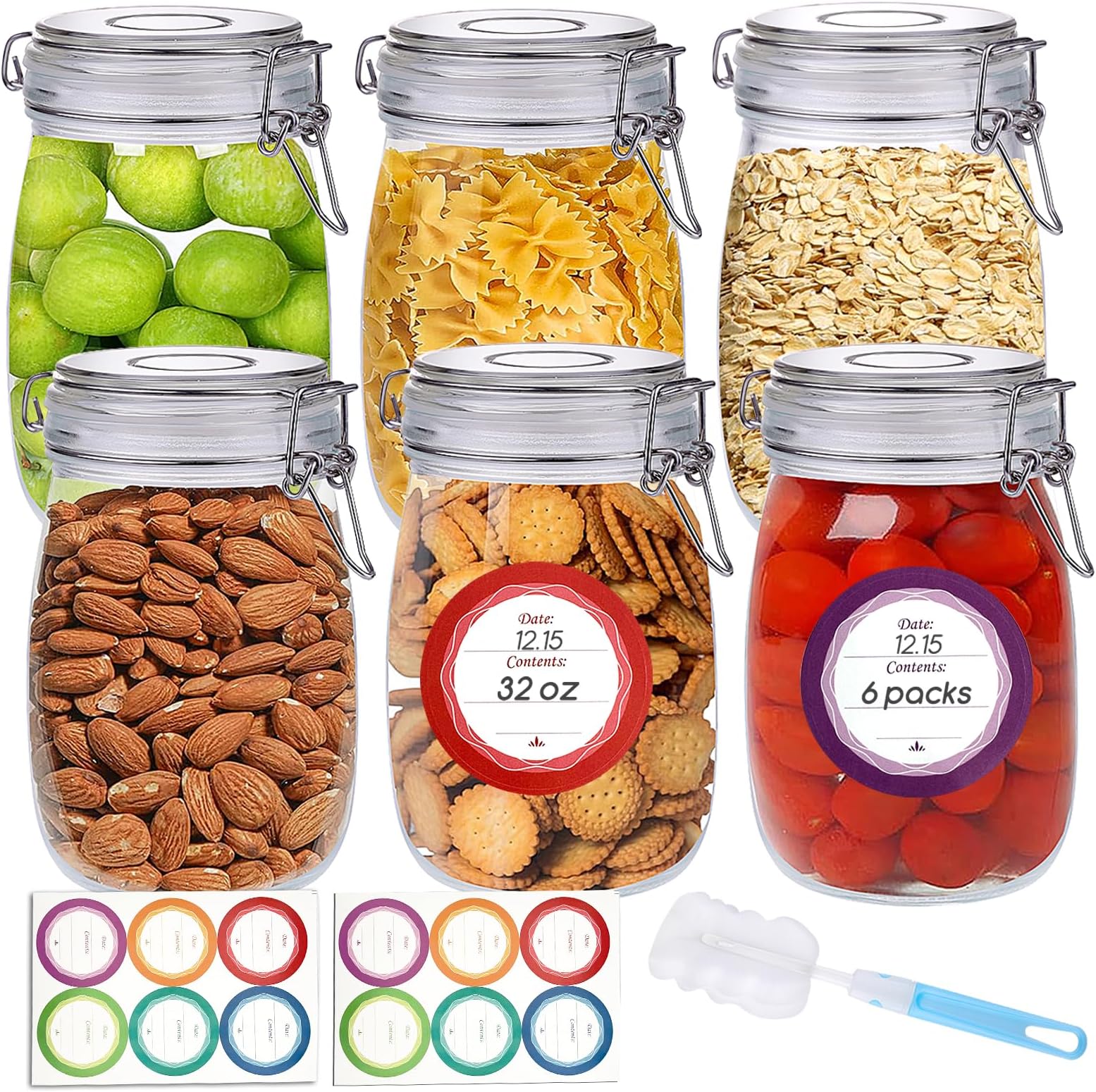 Amazon.com: Amgkonp 9 PACK 32oz Glass Mason Jar Wide Mouth with ...