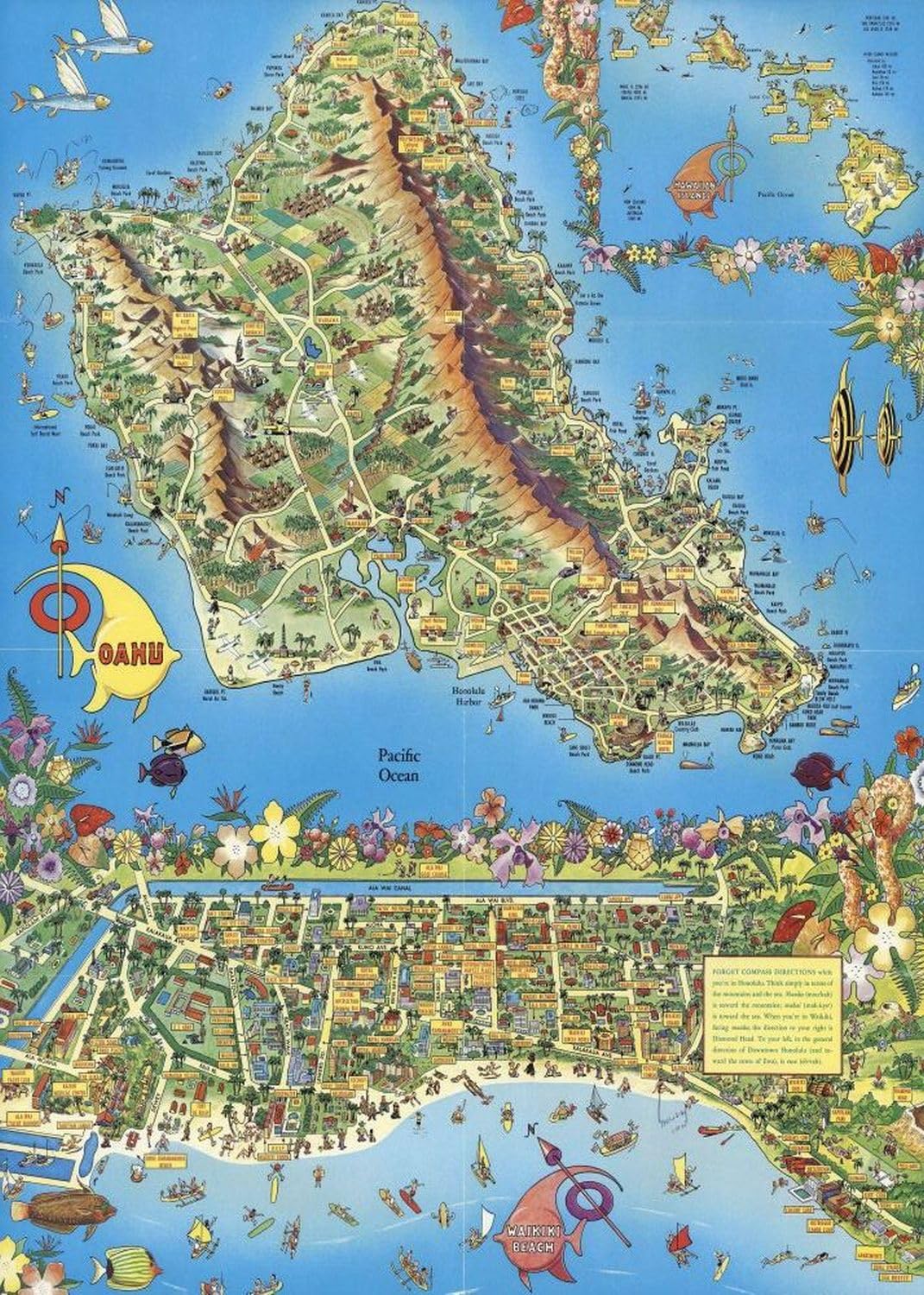 1000 Piece Jigsaw Puzzle 1950 A Pic Tour Map Honolulu | Desertcart Ireland