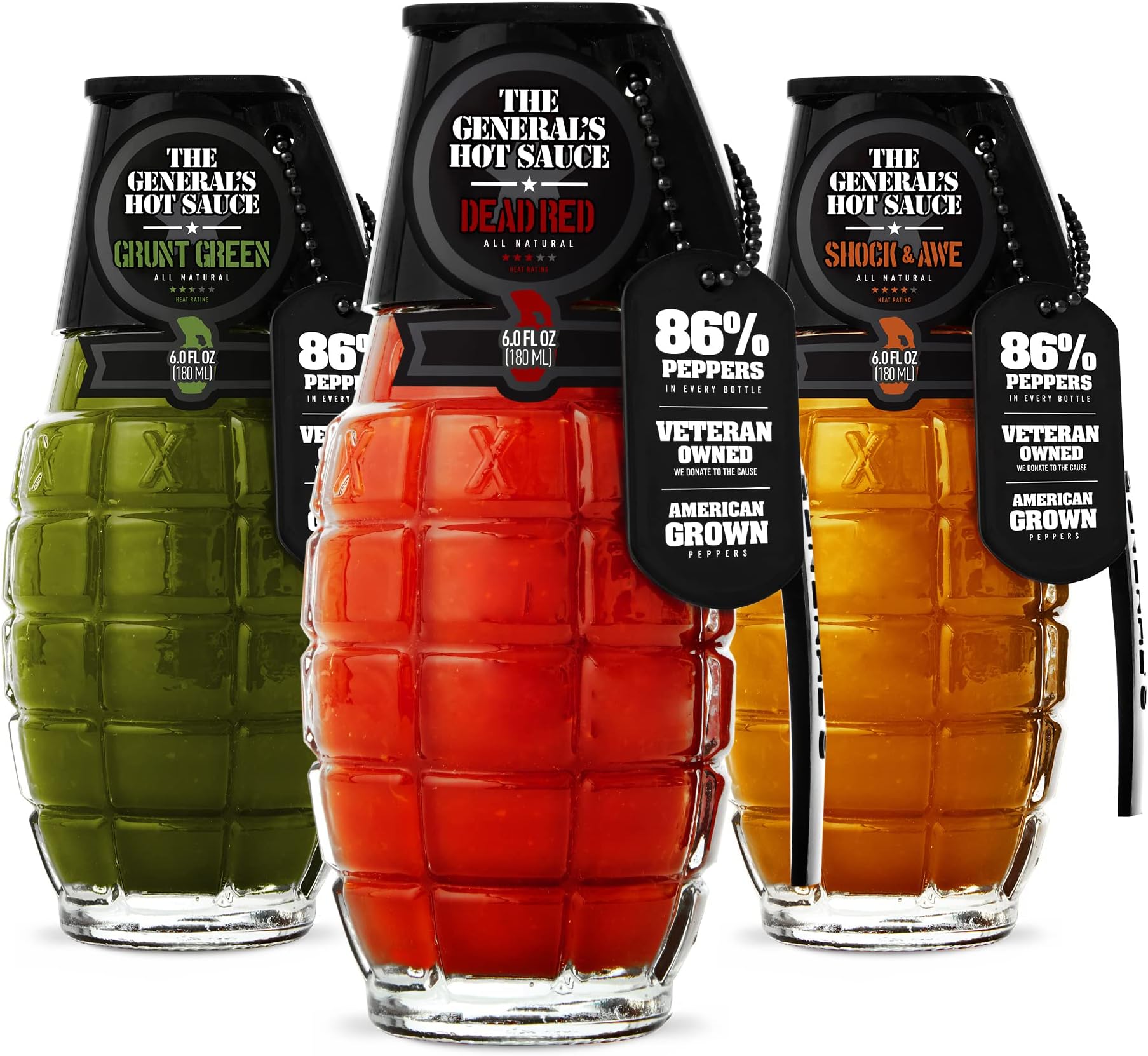 Amazon.com : The General's Hot Sauce Triple Threat: Three 6 oz Bottles ...