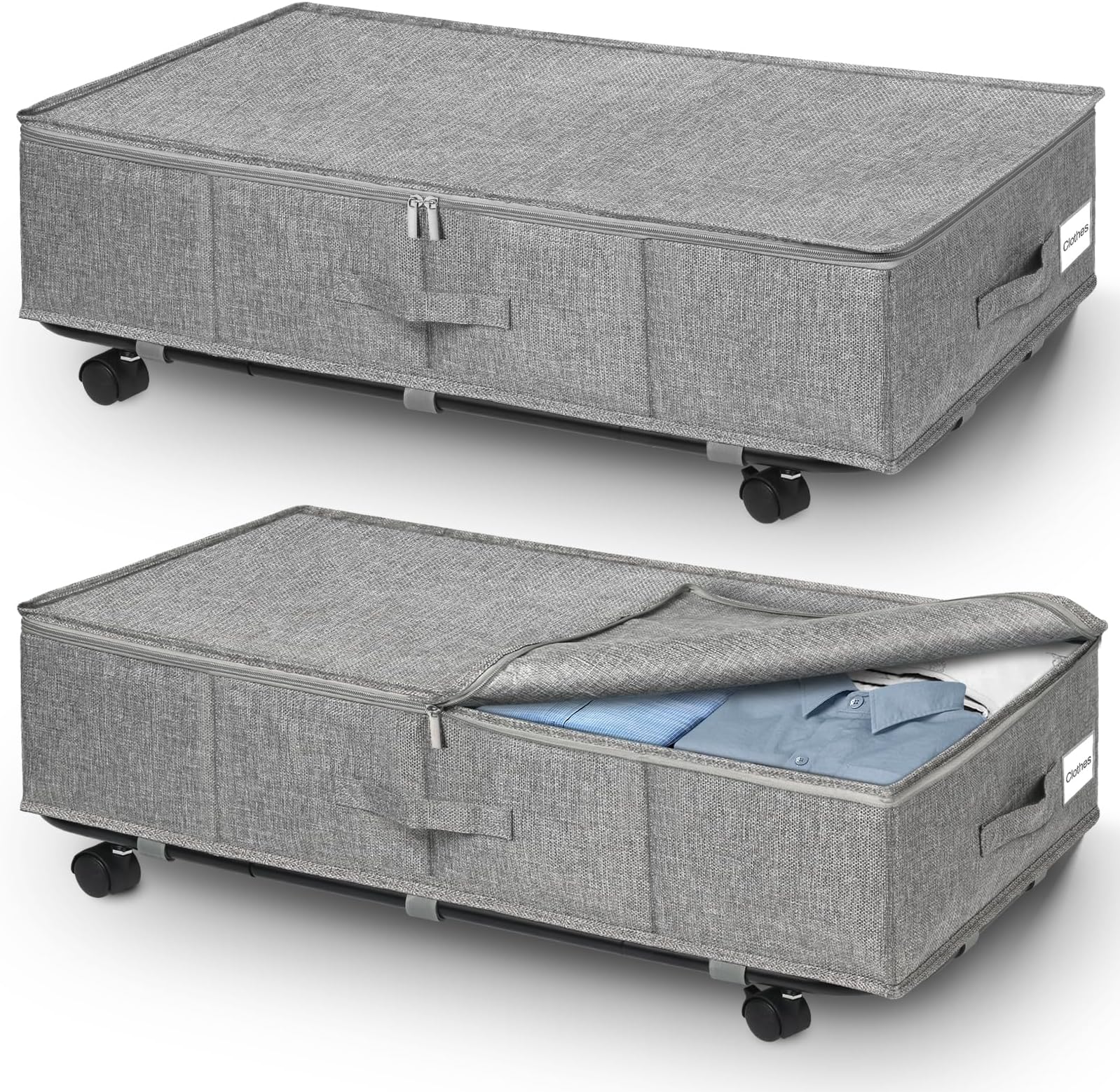 Amazon.com: Hoyula Deep Under Bed Storage Container with Wheels, 2 Pack ...