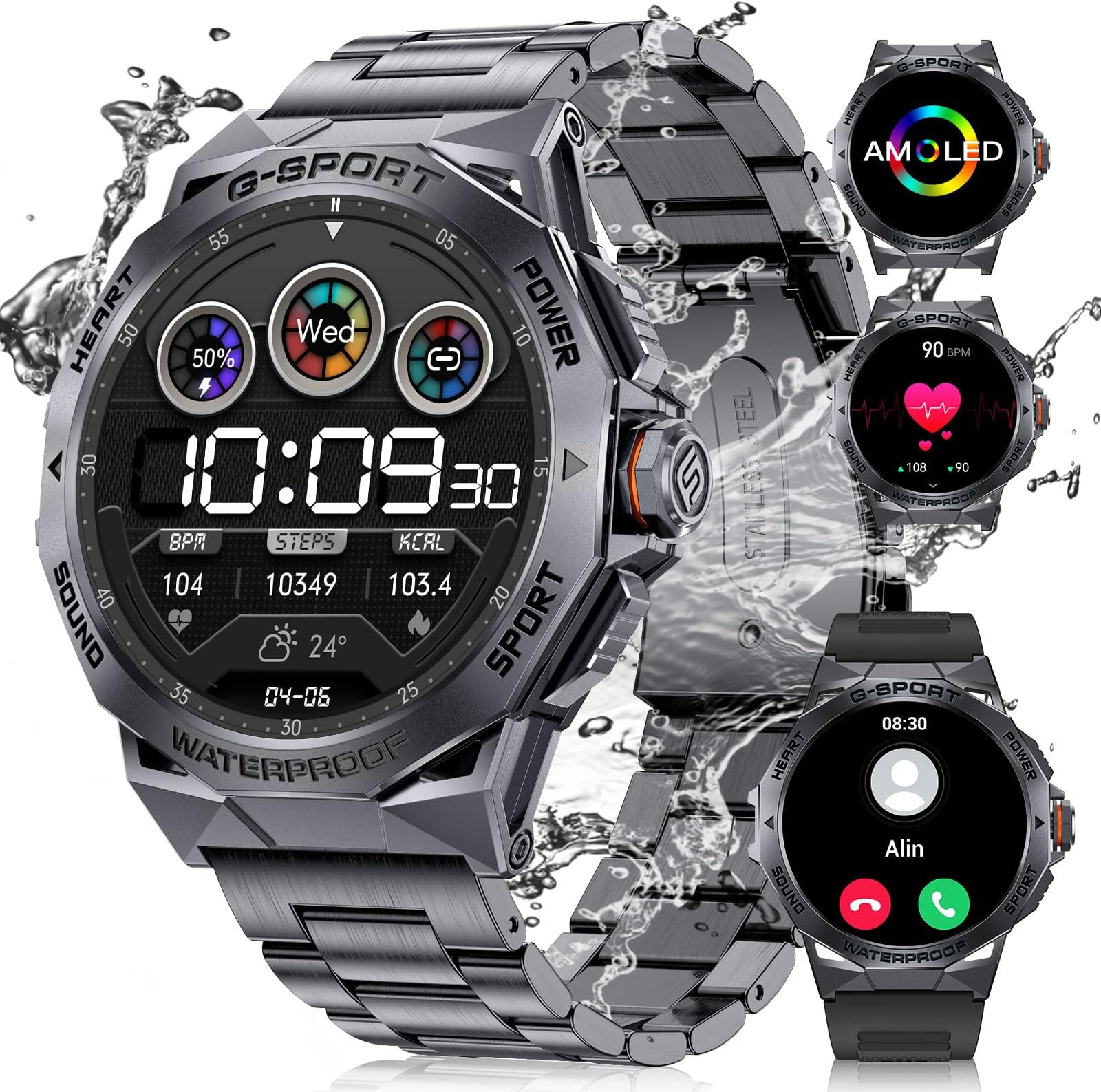 Smartwatch Herren Militärische mit Telefonfunktion,1.96'' HD ...