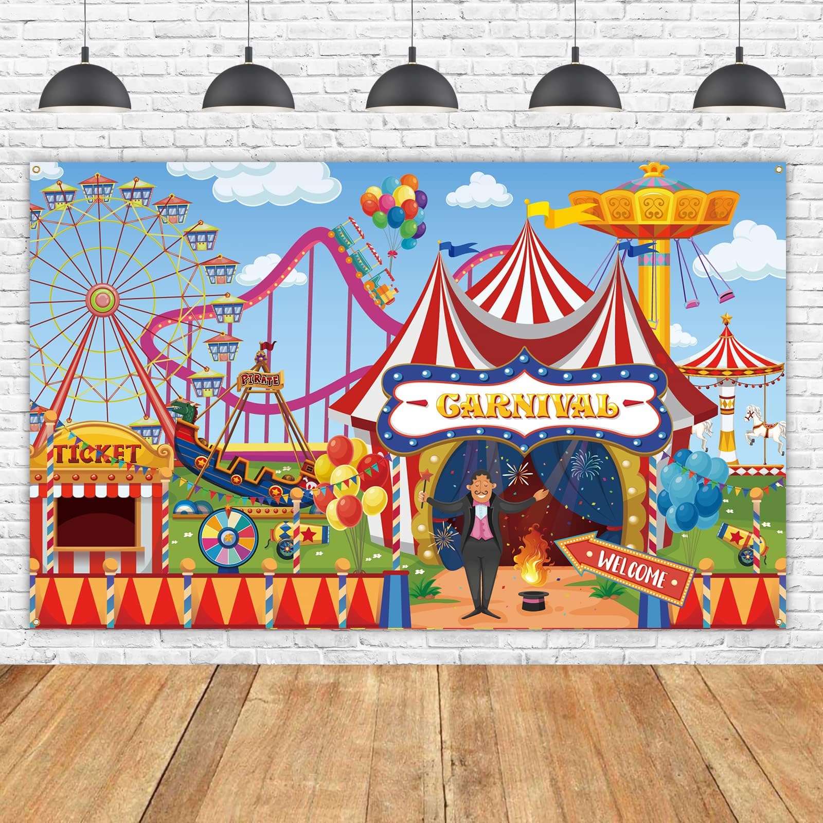Amazon.com : Carnival Amusement Park Background Red Carnival Circus ...