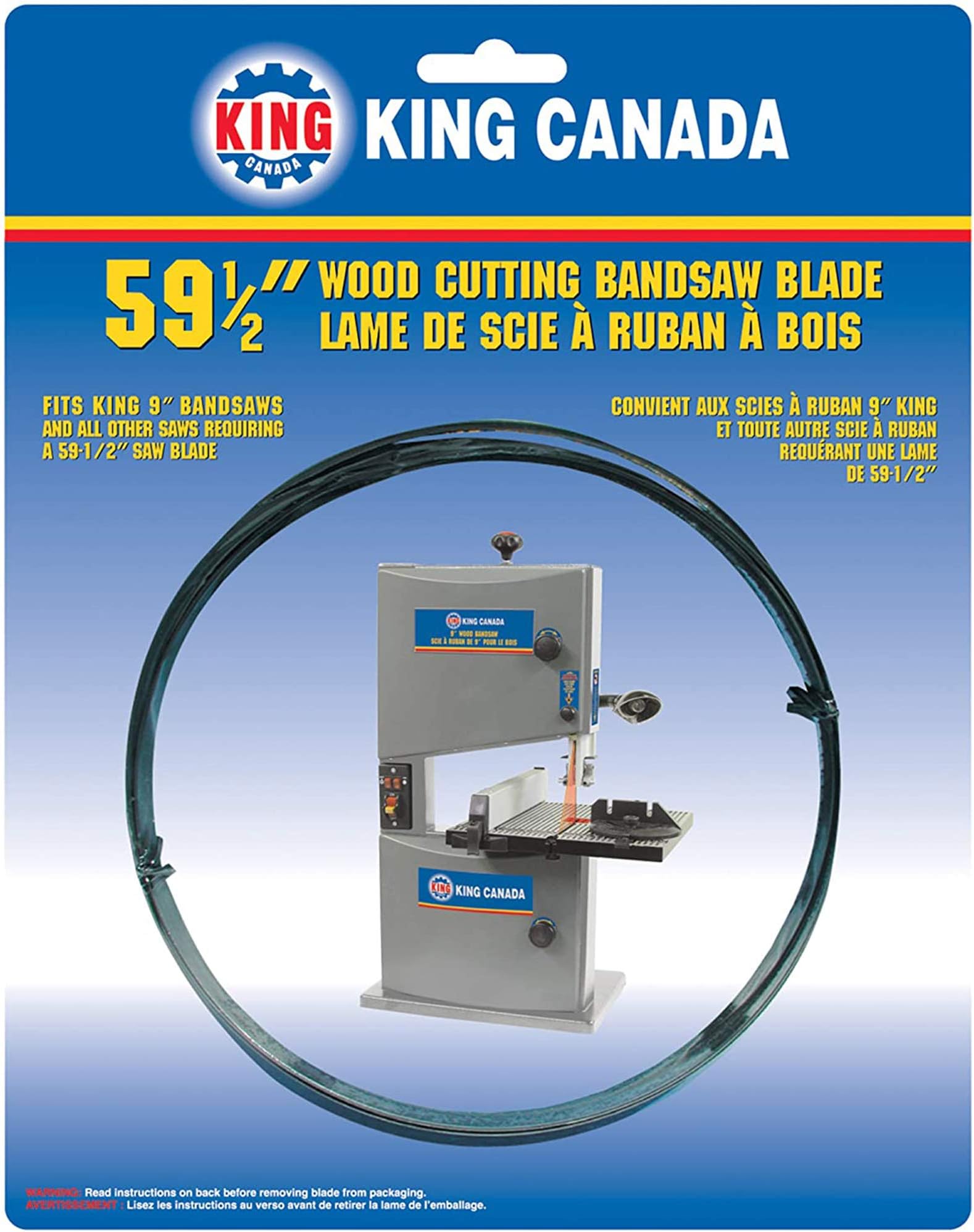 King Canada 59-1/2-Inch Wood Cutting Bandsaw Blade, Fits King 9-Inch ...