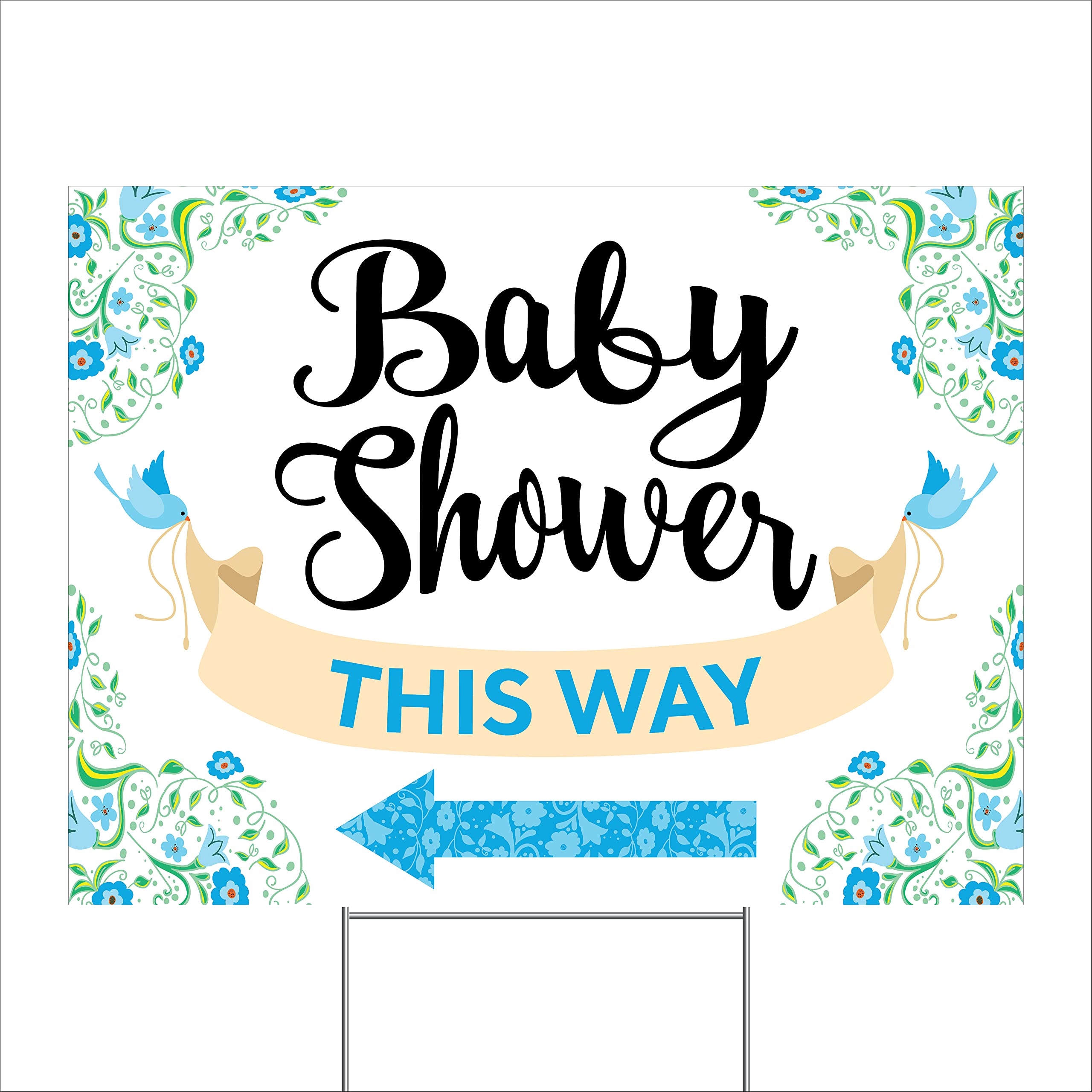 Amazon.com : Imagine Signs | "Baby Shower This Way" Yard Sign with ...