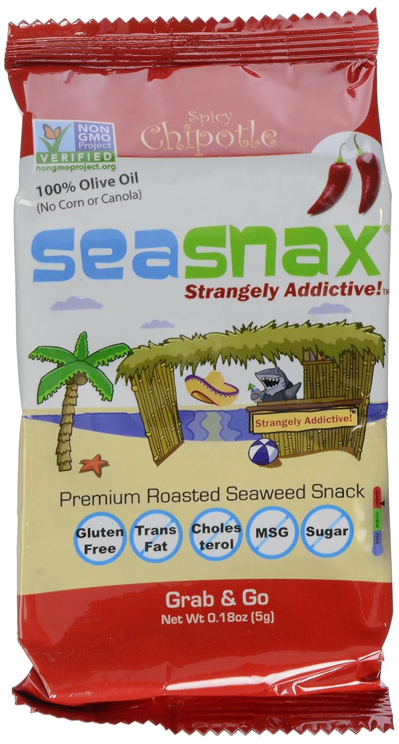 Amazon.com: Seasnax Chipotle Grab and Go Roasted Seaweed Snack, 0.18 oz ...
