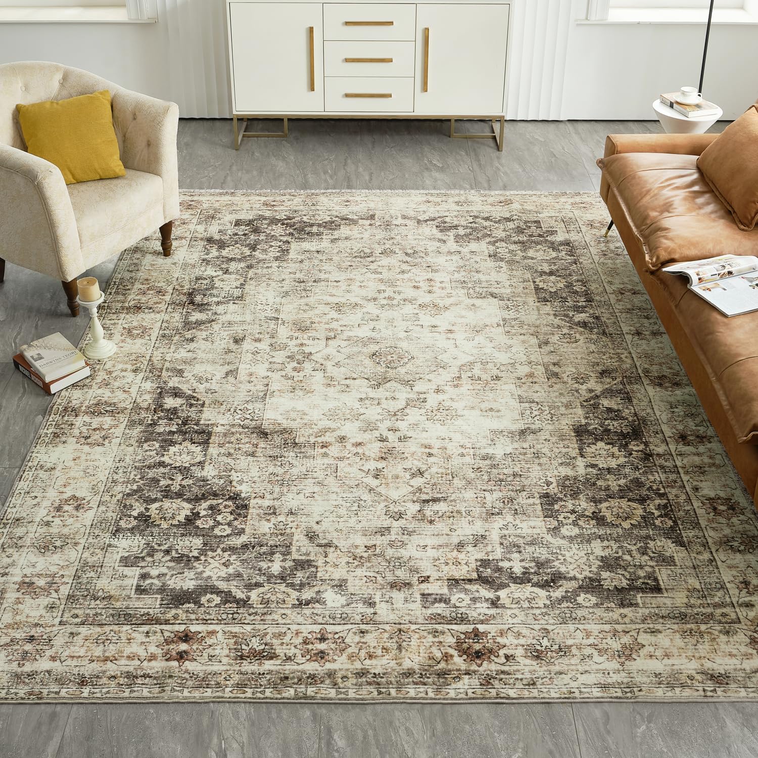 VIPBED 4x6 Area Rug, Washable Rug for Living Room Entryway Bedroom ...