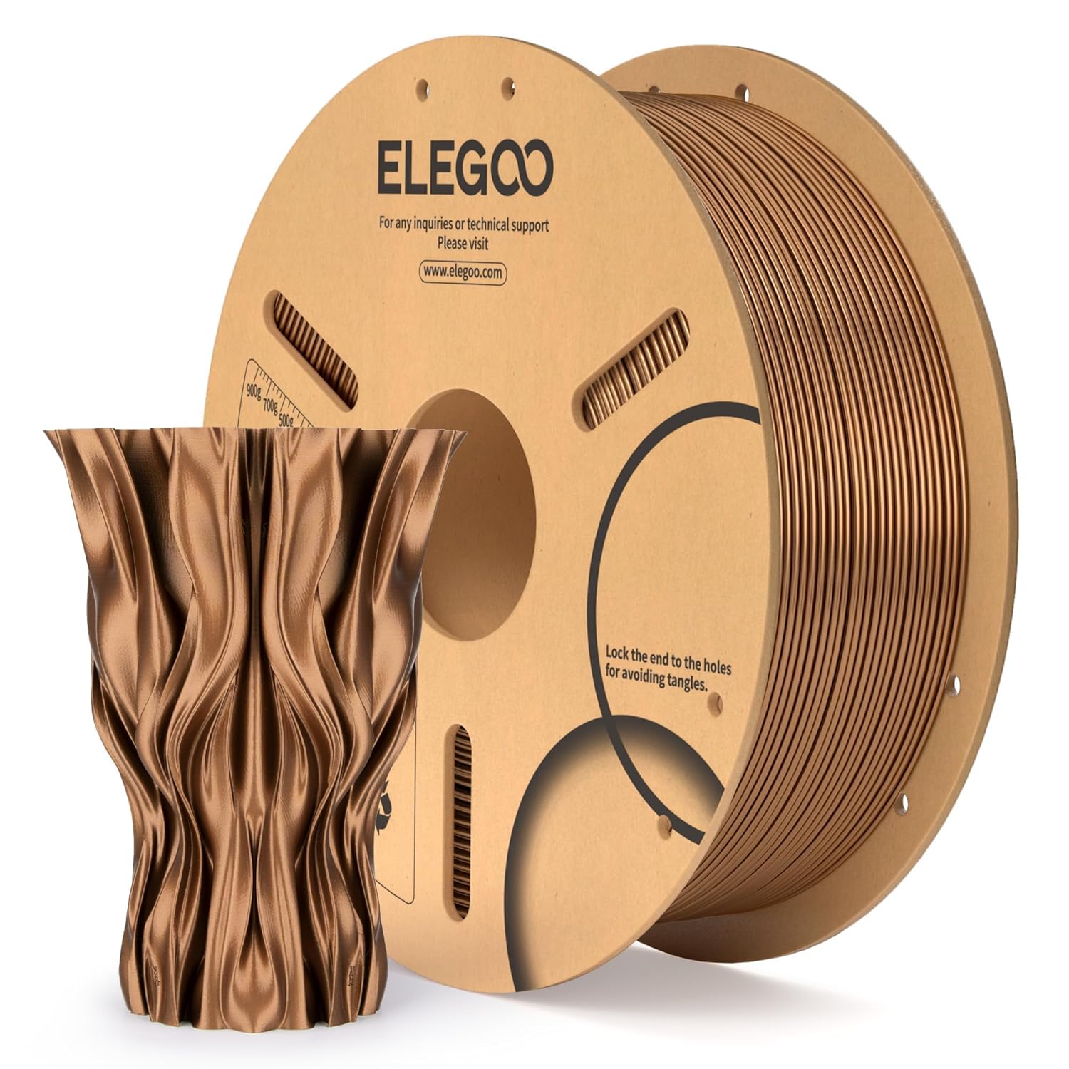 Brandclub - ELEGOO Metal PLA Filament 1.75mm Bronze 1KG, Metallic Shiny ...