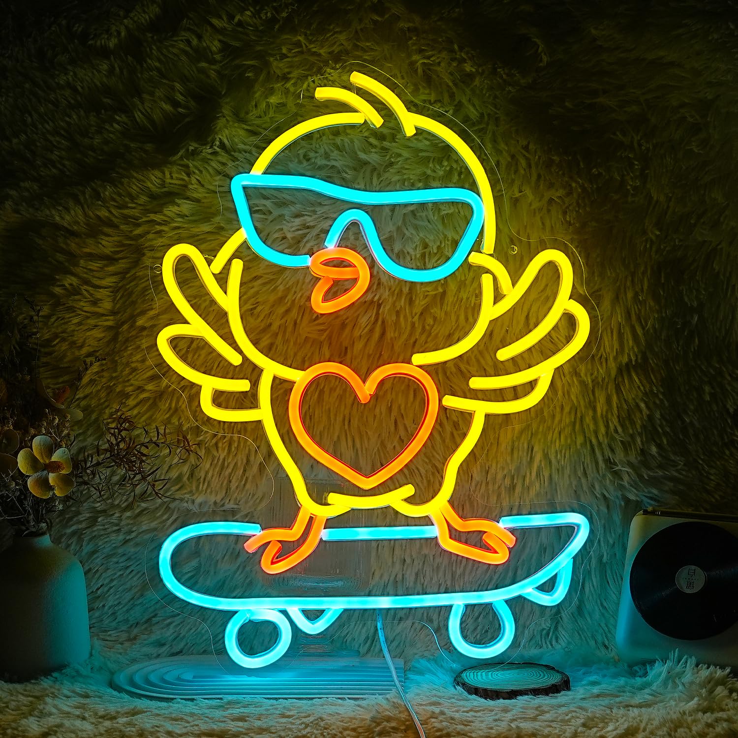 Amazon.com : Skateboard Chick Neon Sign Dancing Chicken LED Neon Light ...