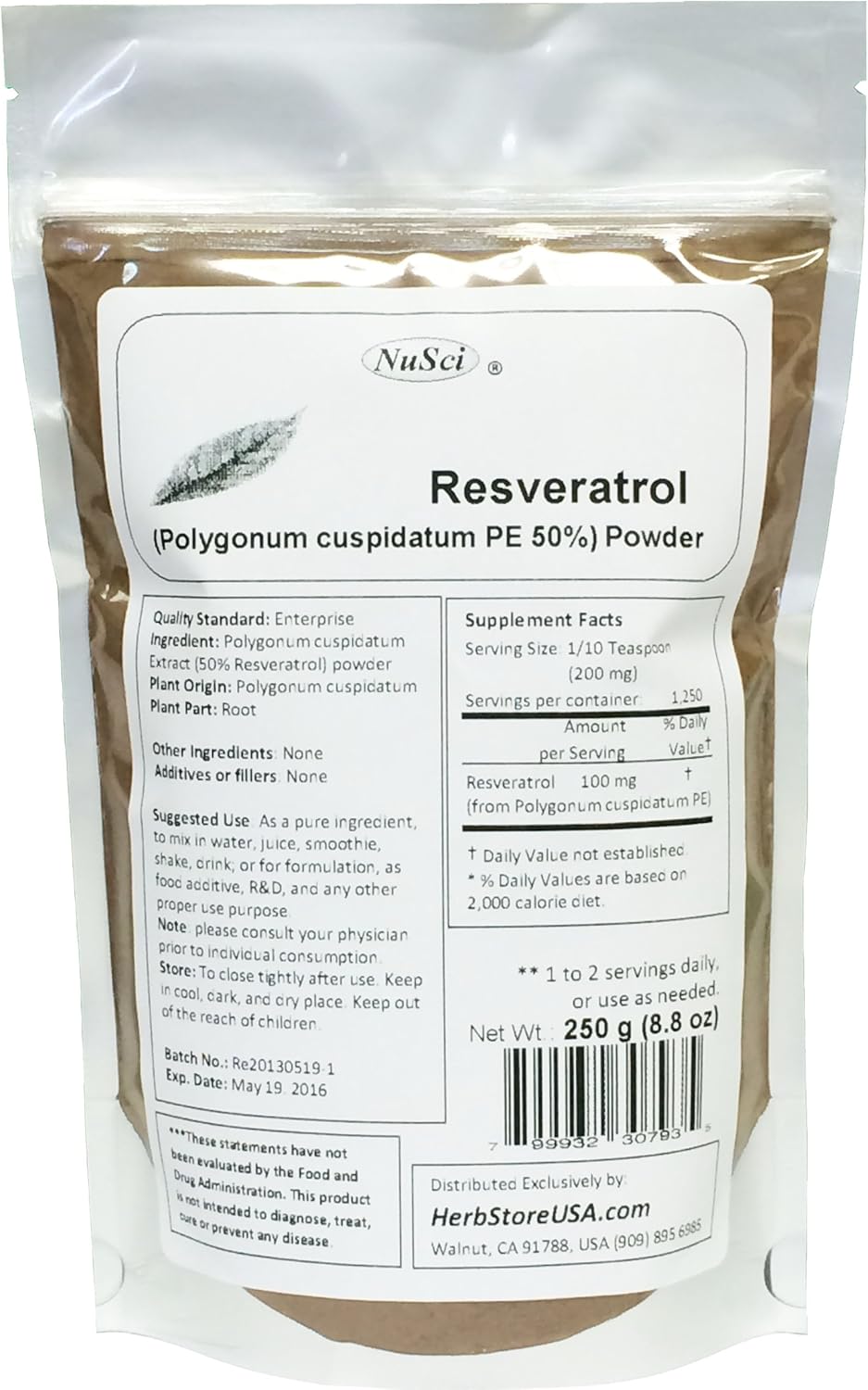 Amazon.com: NuSci Pure Resveratrol Powder Standardized 50% Extracted ...