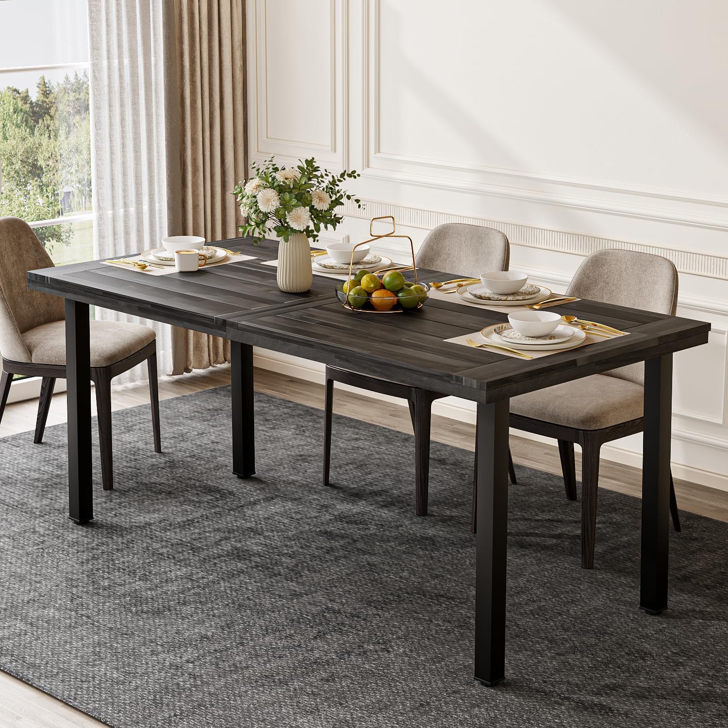 Amazon.com - TAVATA Dining Table for 6-8 People, 69 Inch Long Acacia ...