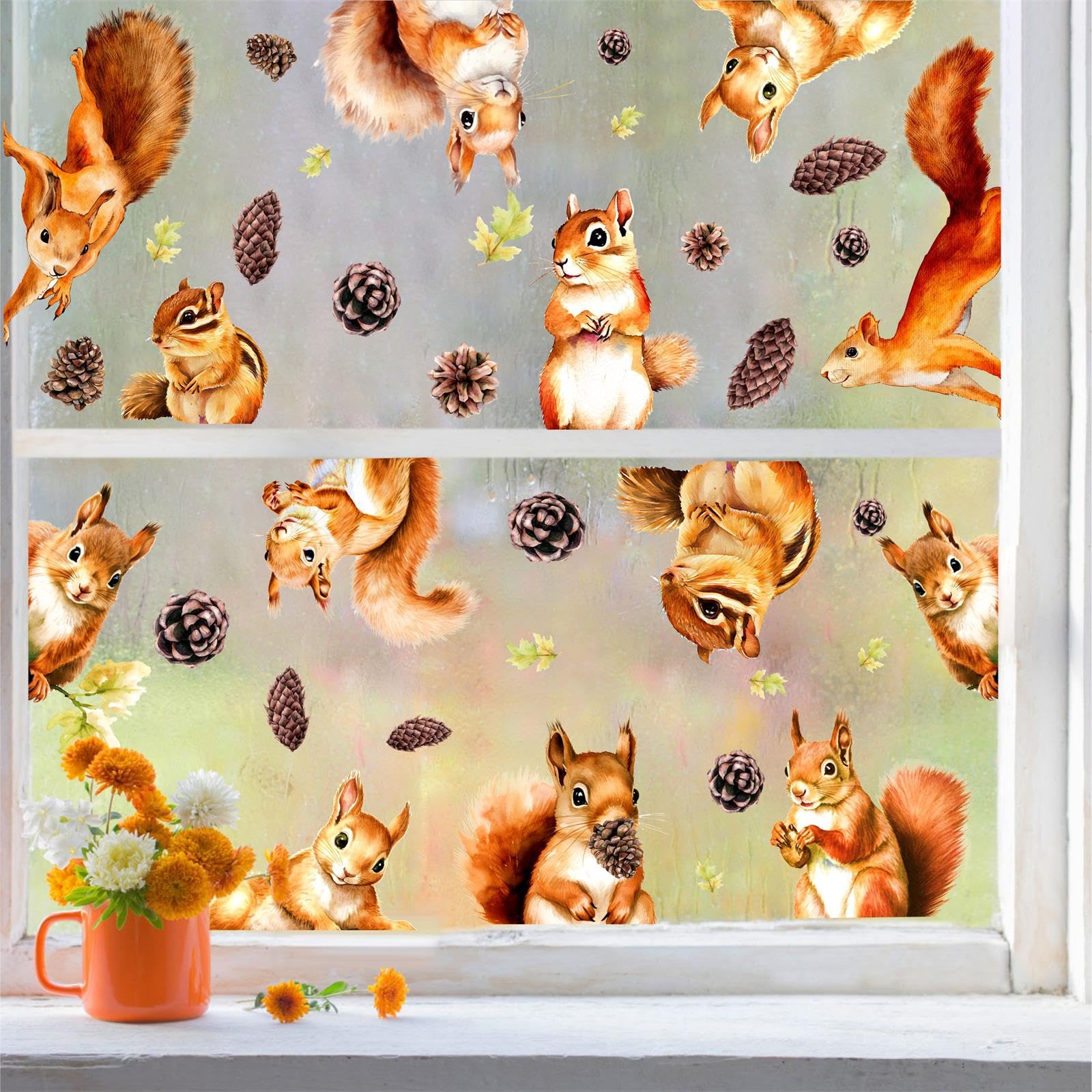 Amazon.com: Squirrel Window Clings Double Sided Squirrel Window ...