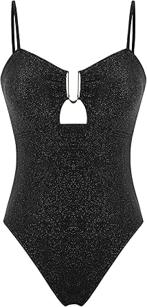 ZAFUL One Piece Bathing Suit for Women Metallic Shiny Swimsuit Padded ...