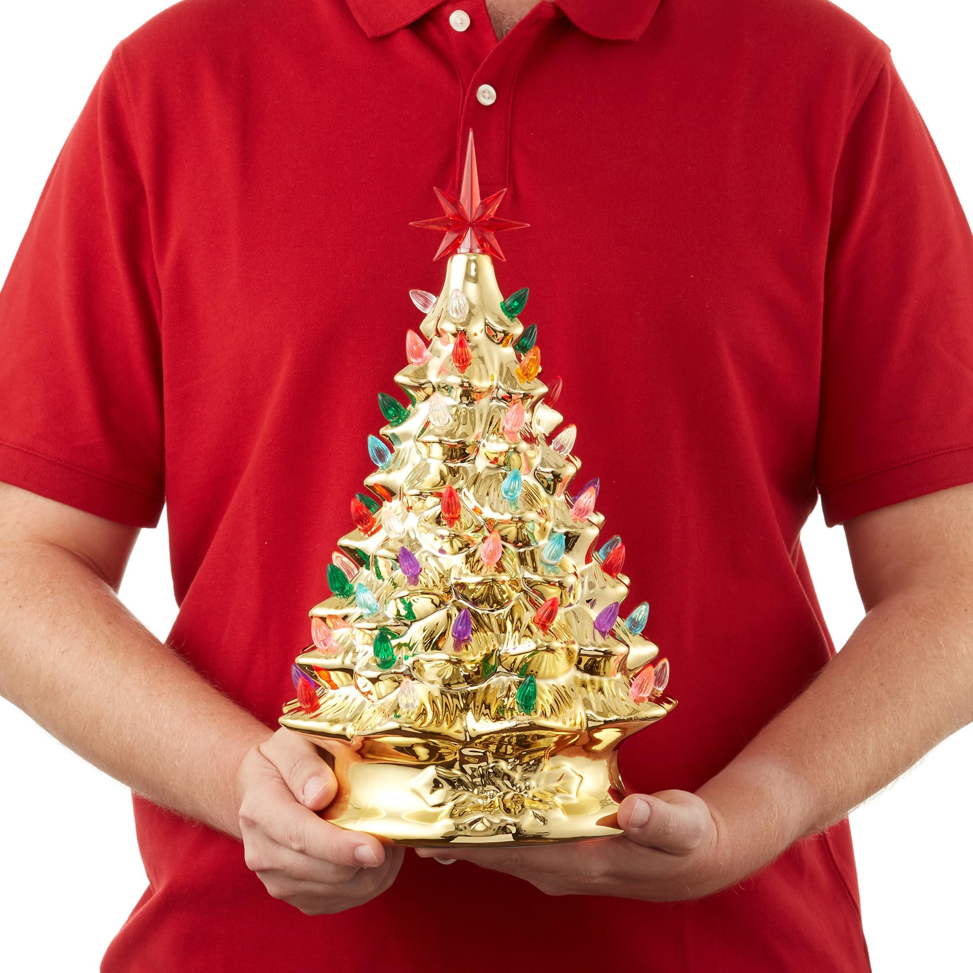 Snapklik.com : Casafield Hand Painted Ceramic Christmas Tree, Gold 15 ...