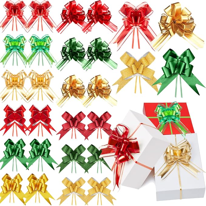 Amazon.com: Wavwavw 60 Pieces Large Christmas Pull Bows Christmas ...