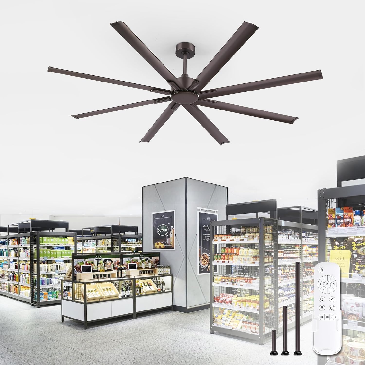 Amazon.com: ZMISHIBO 84 Inch Industrial DC Motor Ceiling Fan, Large ...