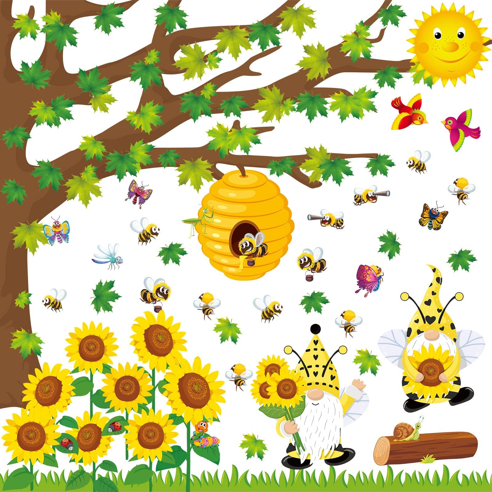 Amazon.com : 114 Pcs Classroom Tree Bulletin Board Set with Sunflower ...