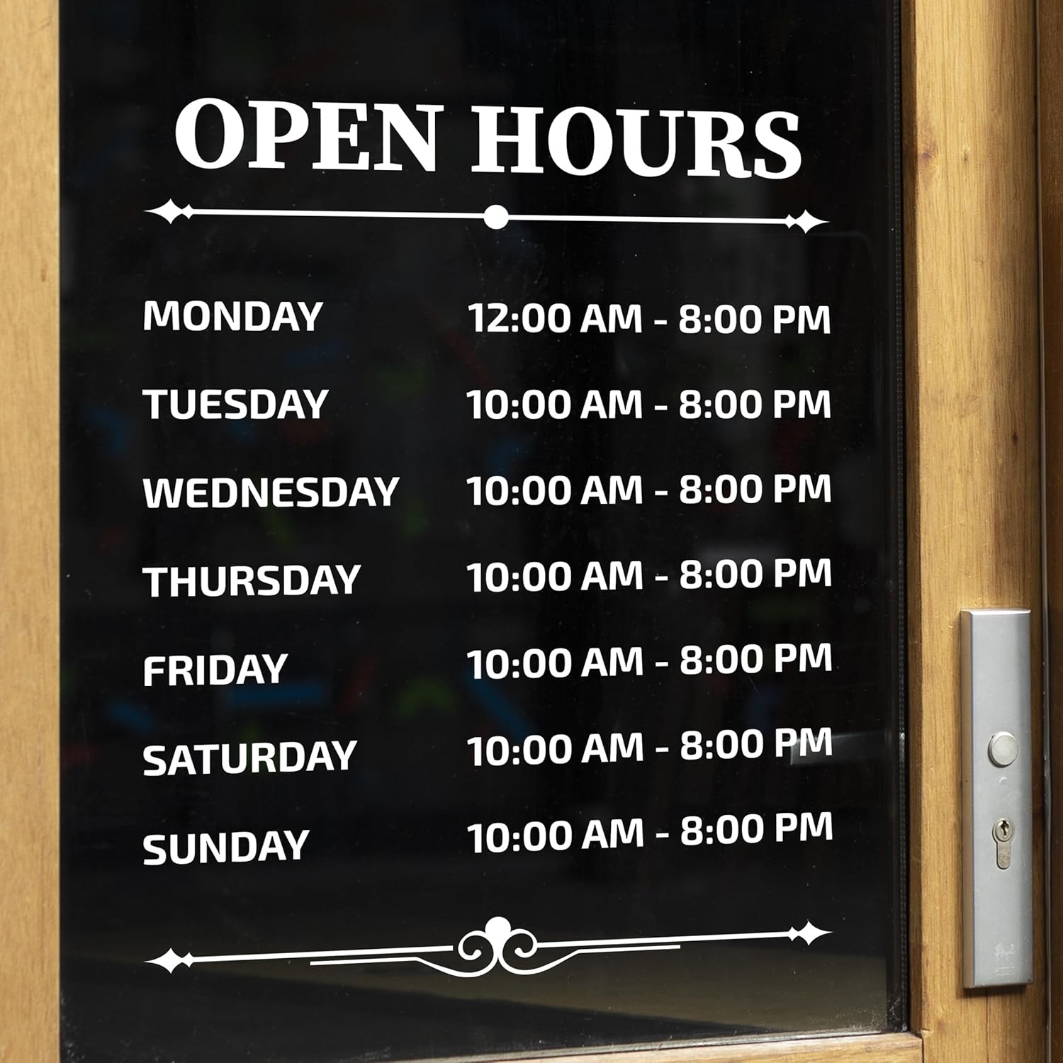 Amazon.com : Custom Business Hours Window Decal - Open Hours Sign for ...