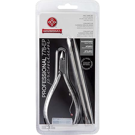 Amazon.com : Nail Care Set MUNDIAL 778-EP - Sharpened Cuticle Nipper ...
