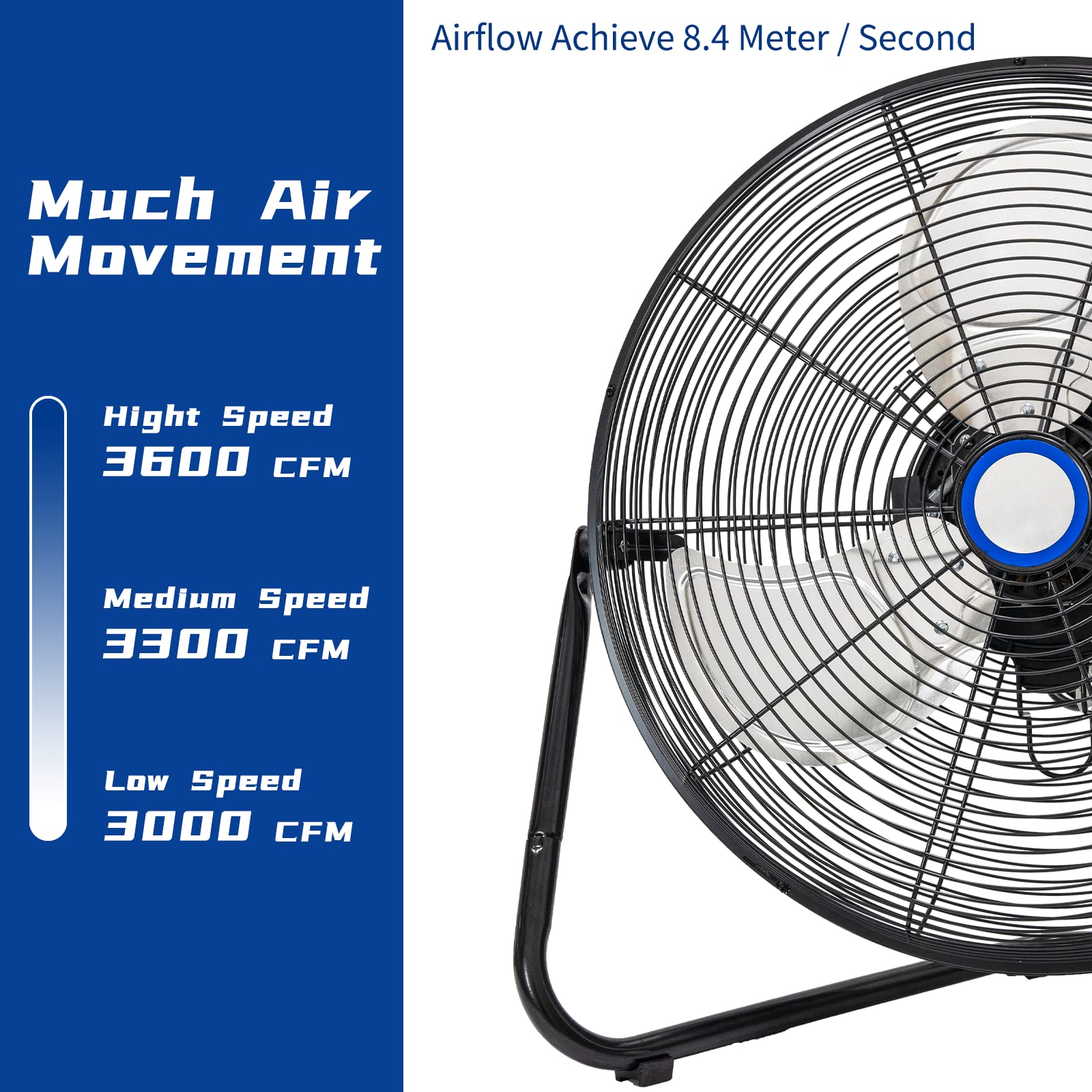 Snapklik.com : HiCFM 3500 CFM 18 Inch Heavy Duty Metal Pivoting Floor Fan