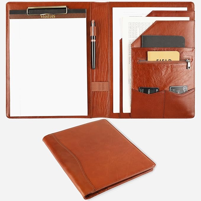 Amazon.com : GZRHKJ Genuine Leather Left-Handed Portfolio Folder ...