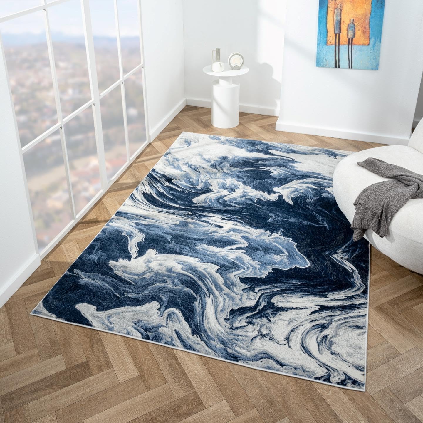 Amazon.com: LUXE WEAVERS Marble Abstract Clouds Area Rug,Blue,8'X10 ...