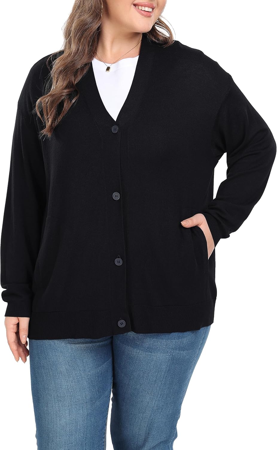 Shiaili Classic Plus Size Sweater for Women Non-Bulky Soft Stretch ...