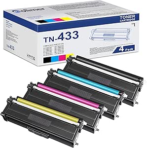 TN433 TN-433 Toner Cartridges 4 Pack High Yield Replacement for Brother TN431 TN433 TN433BK ...