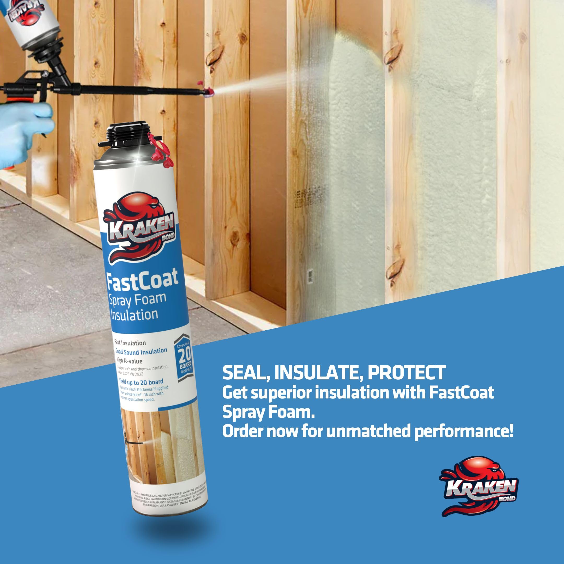 Snapklik.com : Kraken Bond Fastcoat Fire Rated Spray Foam Insulation