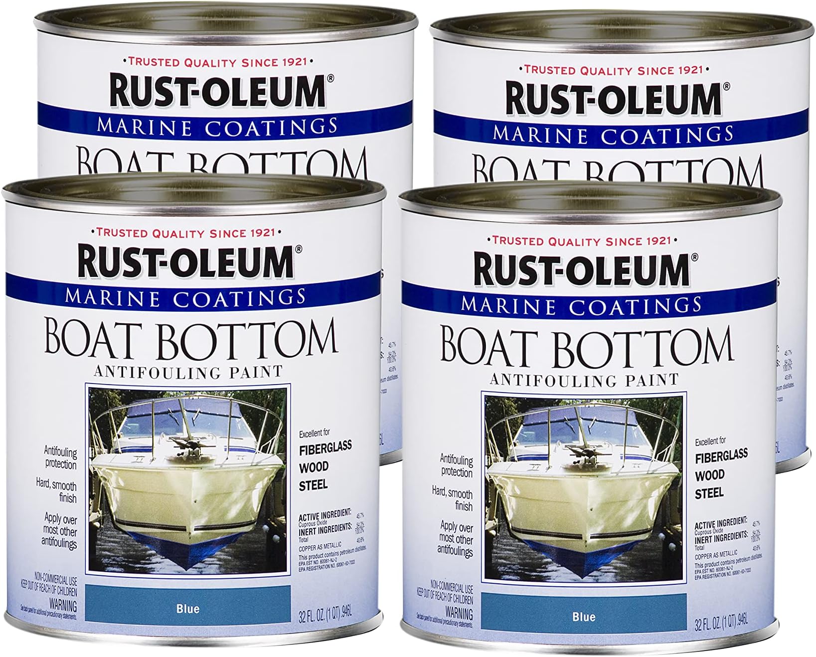 Amazon.com: Rust-Oleum 207013-4PK Marine Boat Bottom Antifouling Paint ...
