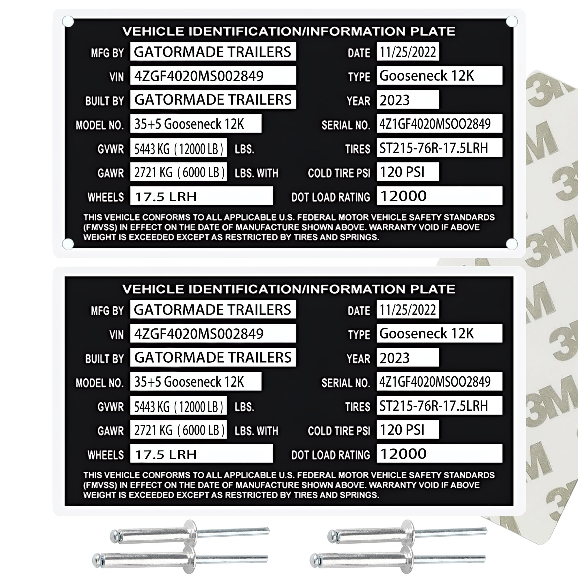 Amazon.com: 𝟰-𝟴 𝗗𝗮𝘆𝘀 𝗗𝗲𝗹𝗶𝘃𝗲𝗿𝘆 - Vin Plates for Trailers, Vin Plate ...