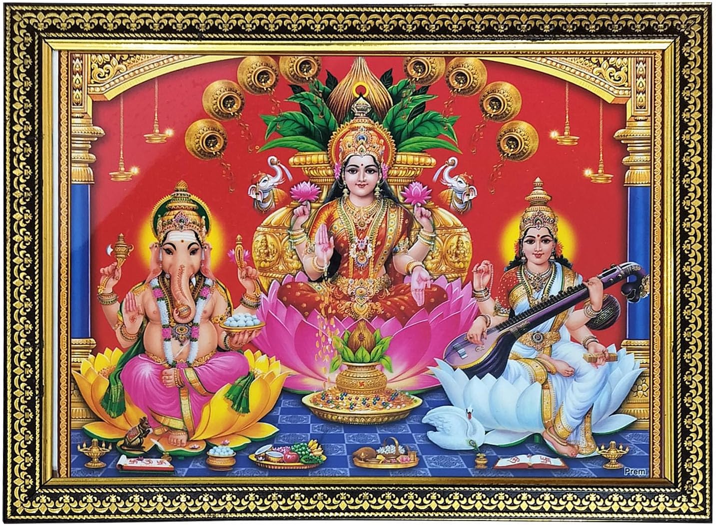Amazon.com - Pooja Ghar Religious Photo Frame Laxmi Ganesh Saraswati ...