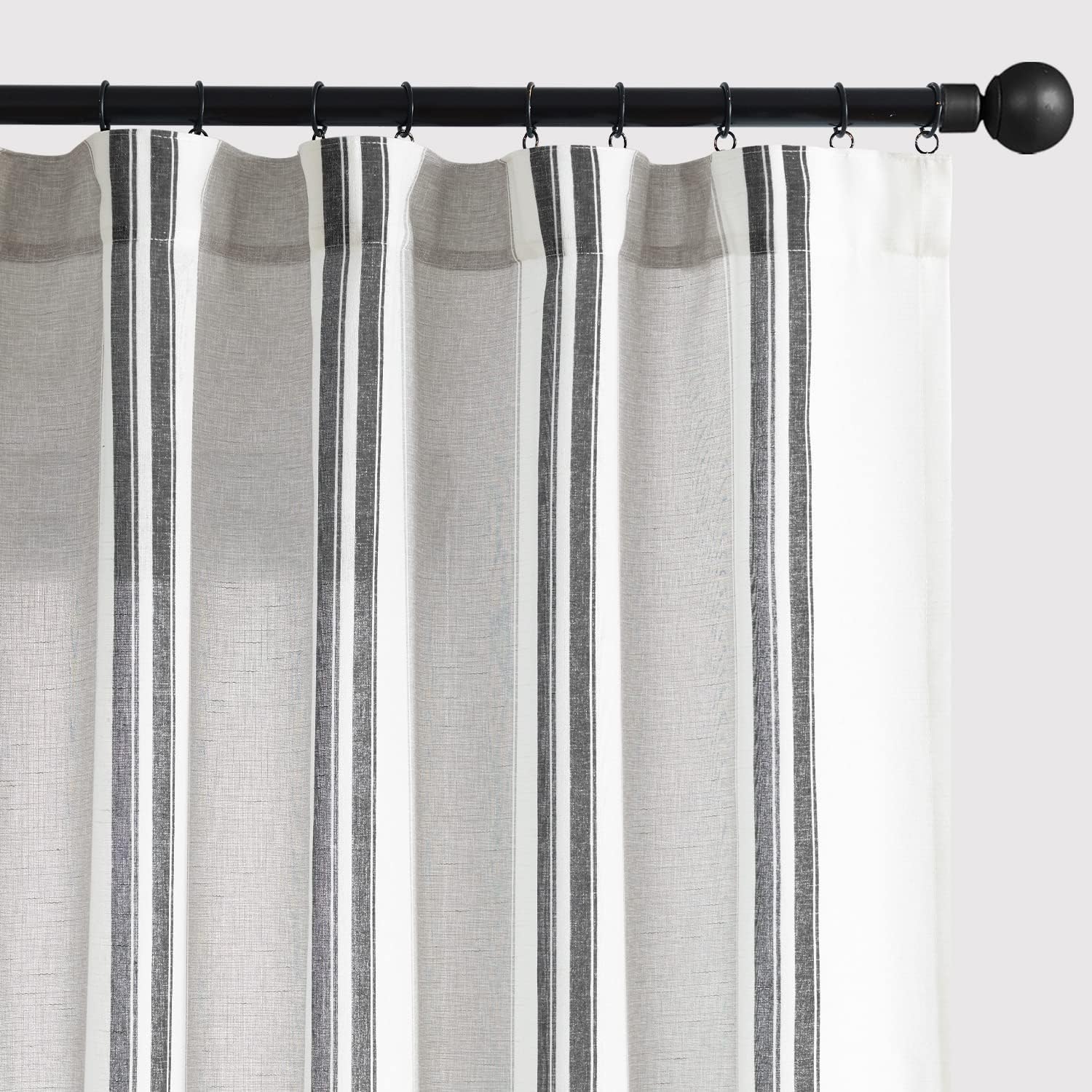 Amazon.com: jinchan Striped Linen Blend Curtains 96 Inch Long for ...