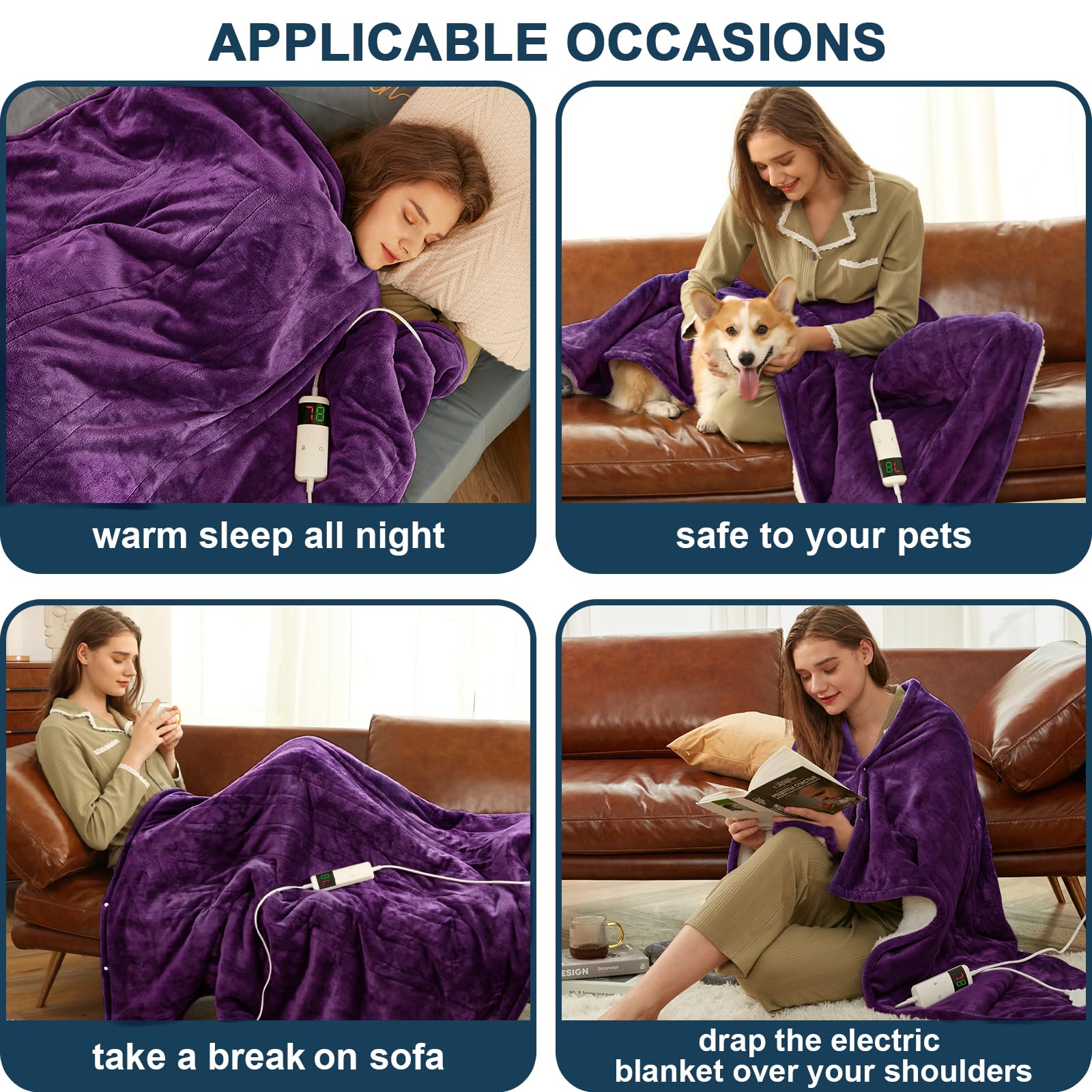 Snapklik.com : Electric Heated Blanket Heating Throw 50"x 60",Thick ...