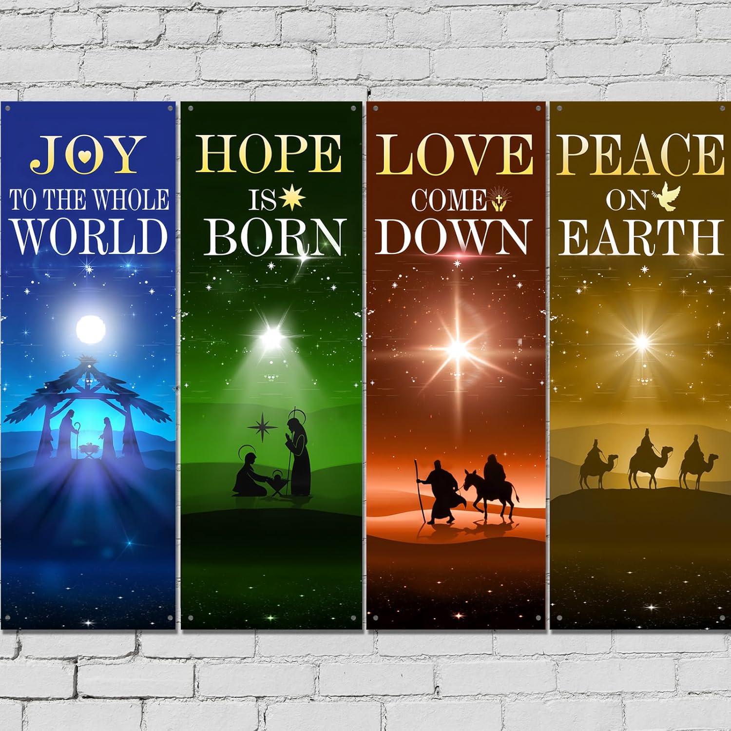Amazon.com: Hahafelt 4 Pcs Advent Church Banners for Sanctuary Wall, 2 ...
