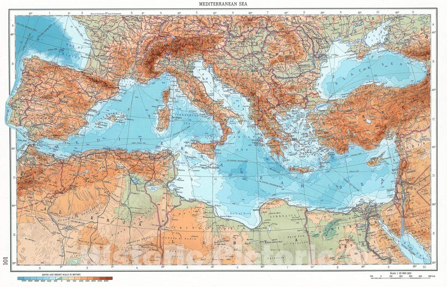 Amazon.com: Historic Map - 1967 101. Mediterranean Sea. The World Atlas ...
