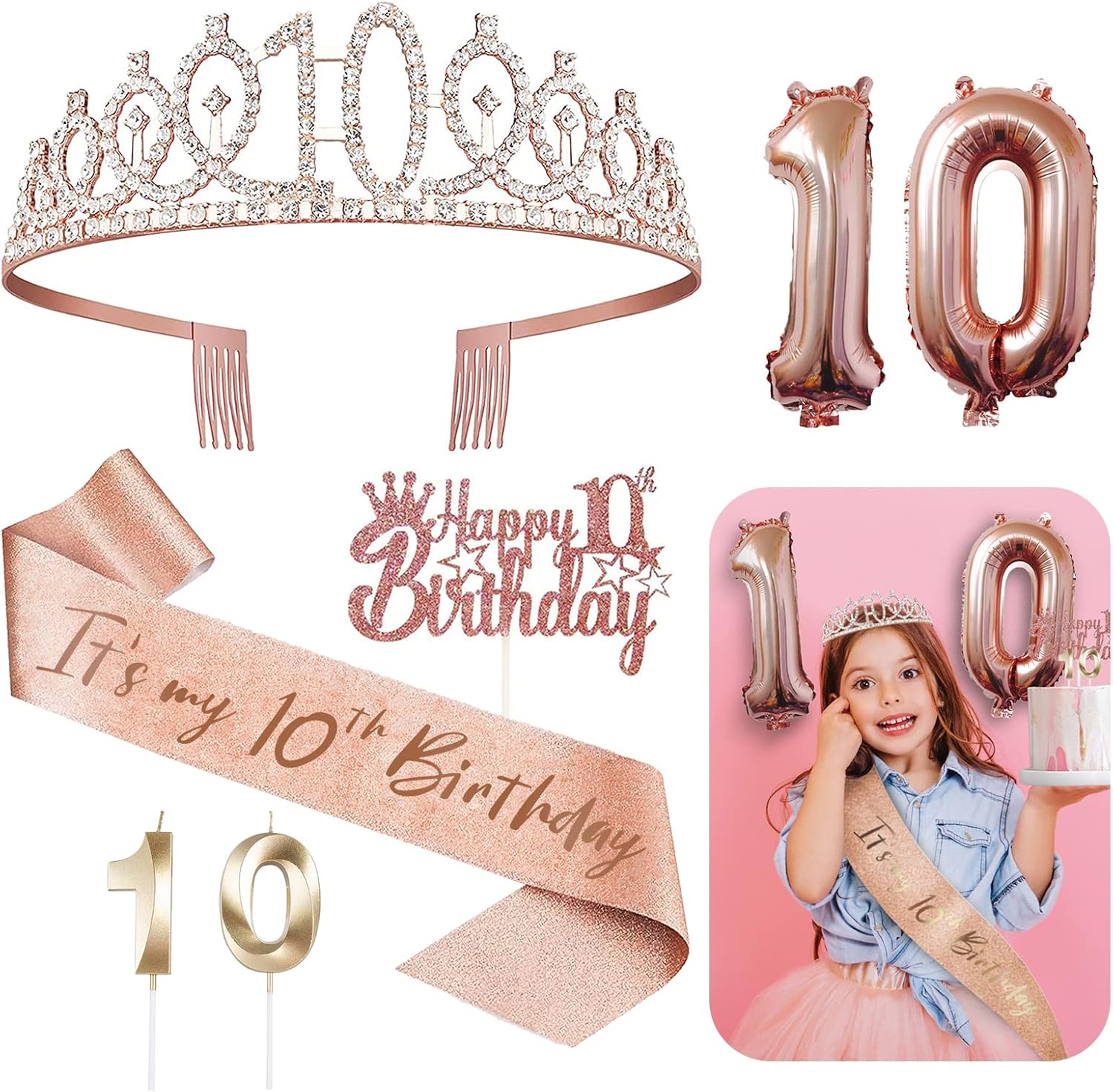 Amazon.com: Sweet 10 Birthday Decorations for Her - 5pcs Gifts ...