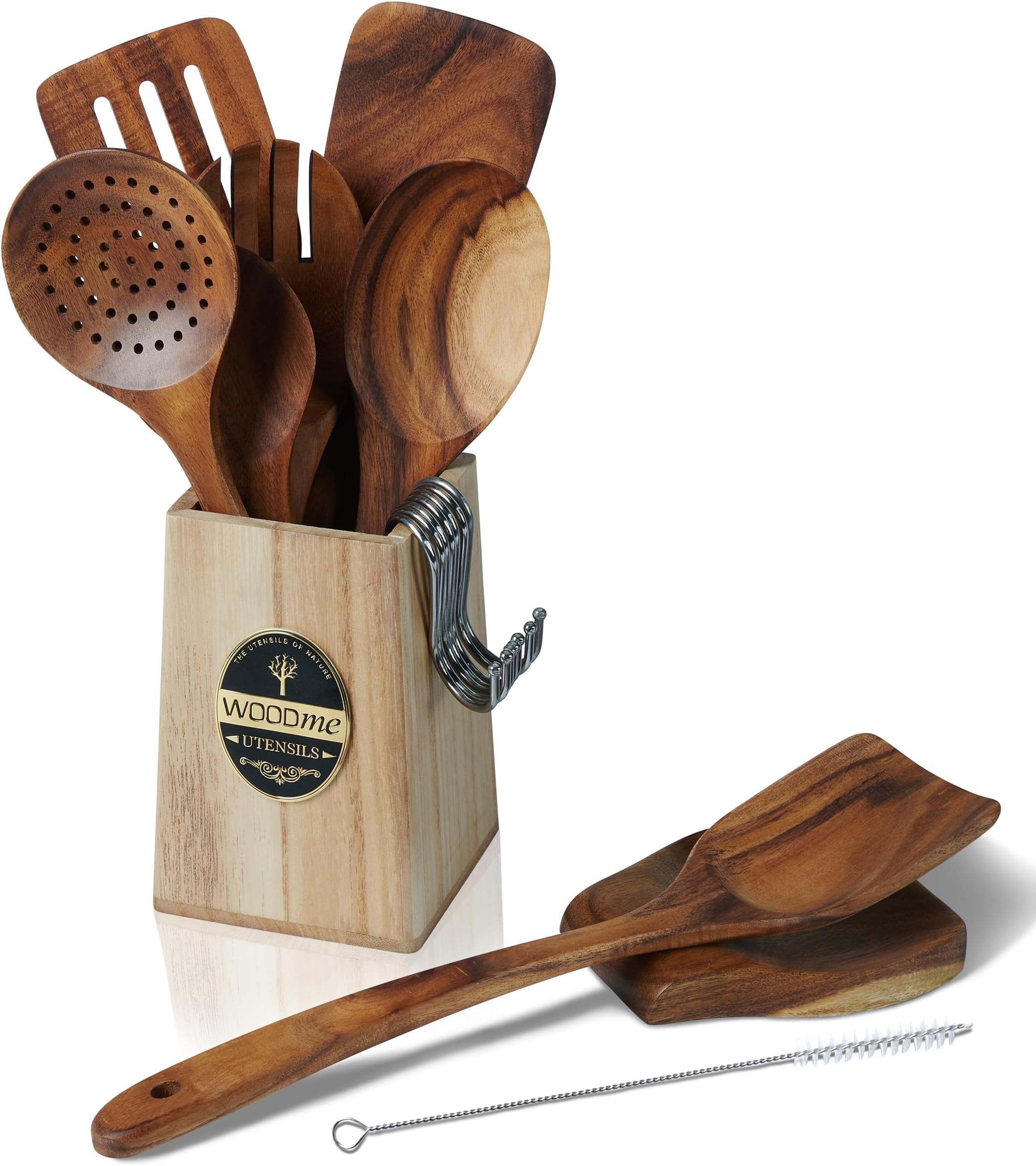 Amazon.com: Wooden Kitchen Cooking Utensil Set,Wooden Soup Ladle,Walnut ...