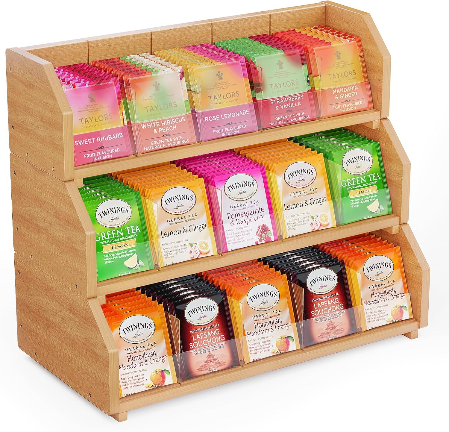 Amazon.com: Purcion Bamboo Tea Bag Organizer, 3 Layer Stackable Tea Bag ...