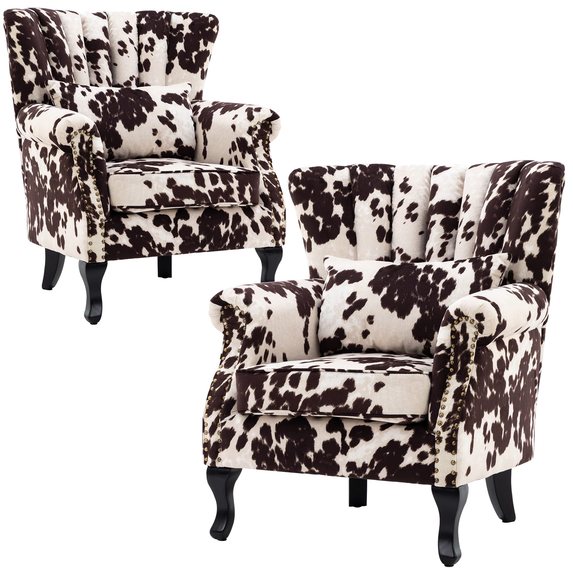 Amazon.com: DM Furniture Cow Print Accent Chairs Set of 2 with Arm ...
