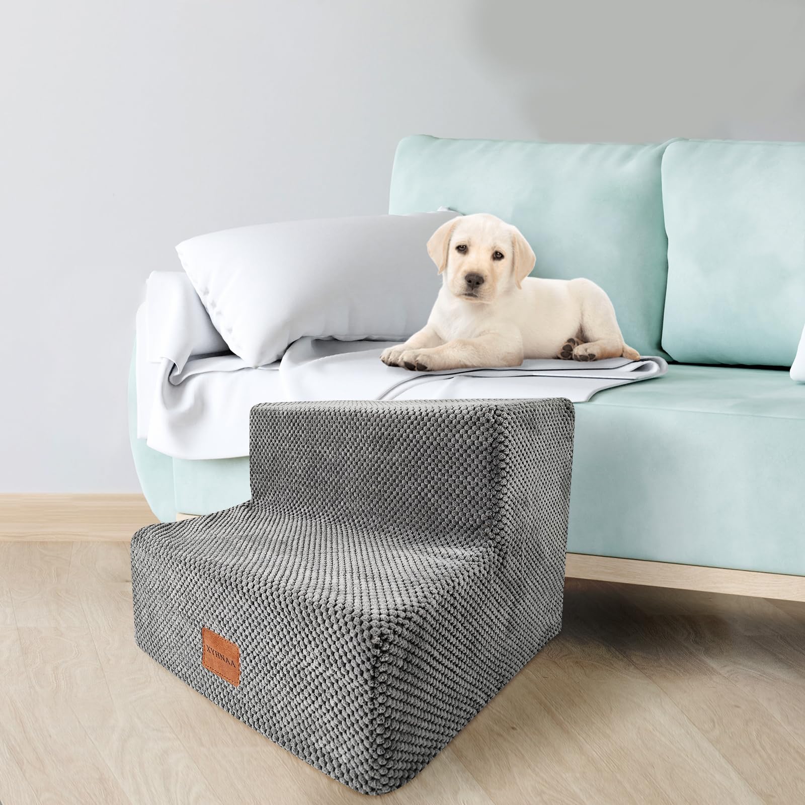 XYHNAA High Density Foam Dog Stairs for Small Dogs, Extra Wide 8" Pet ...