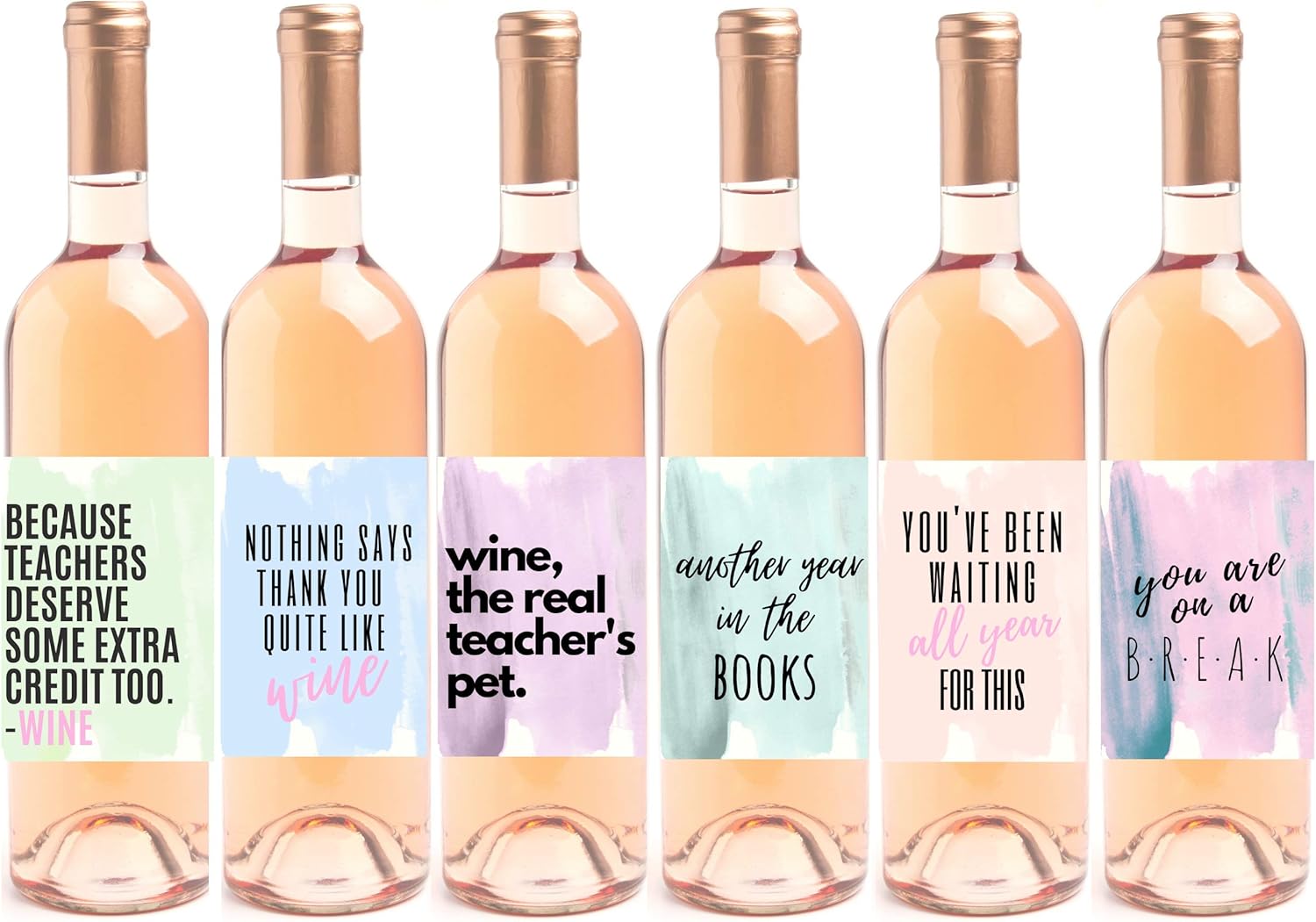 Amazon.com: Set of 6 End of Year Teacher Gift Wine Bottle Labels, Funny ...