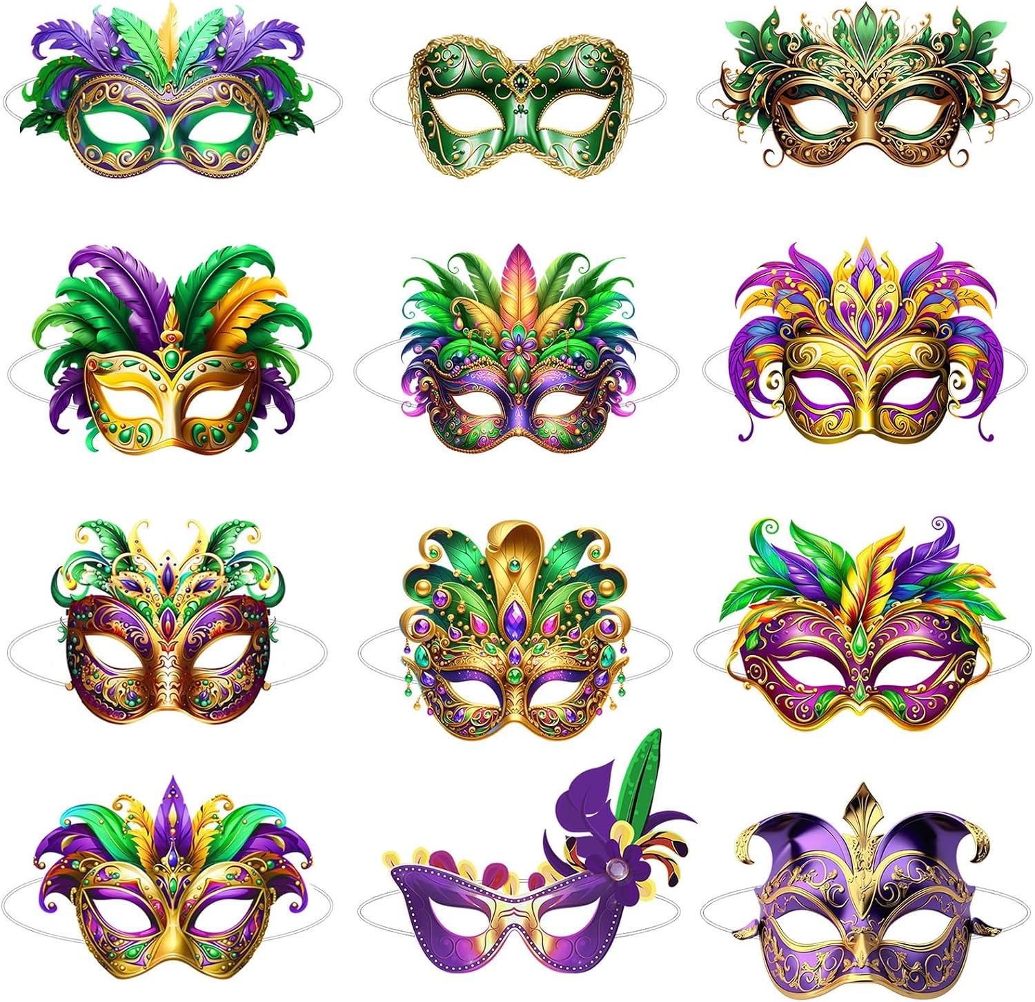 Amazon.com: DTOFOOT 24 Pcs Mardi for Gras Mask Paper Masquerade ...